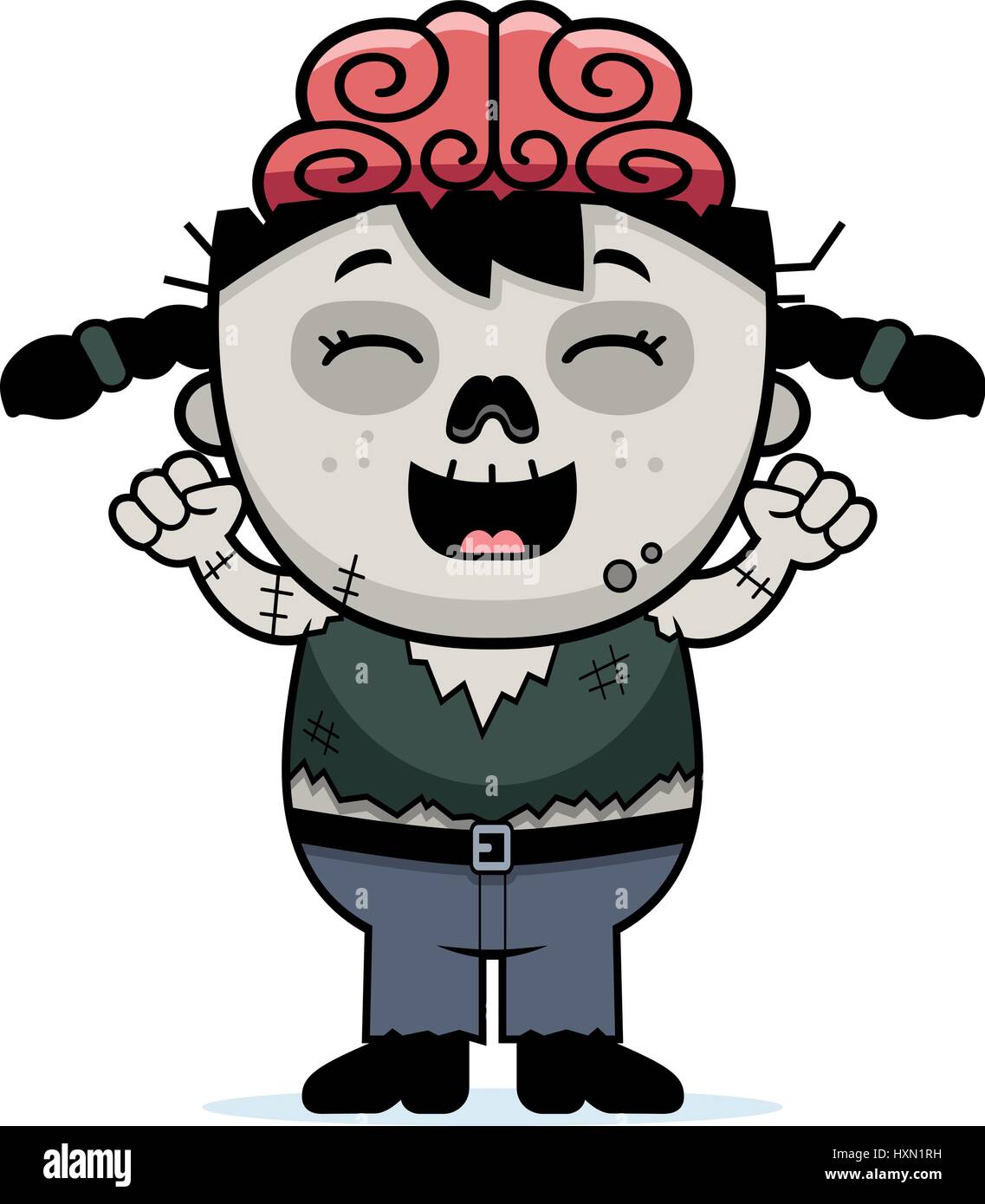 A cartoon illustration of a little zombie celebrating Stock Vector ...