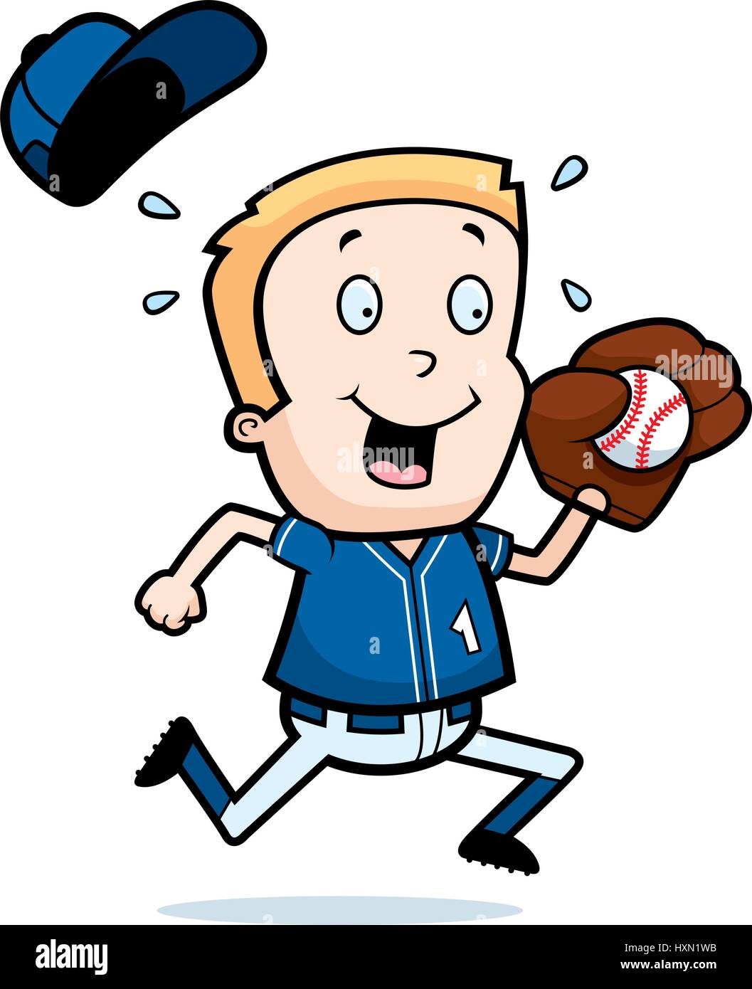 A cartoon illustration of a child playing baseball Stock Vector Image ...