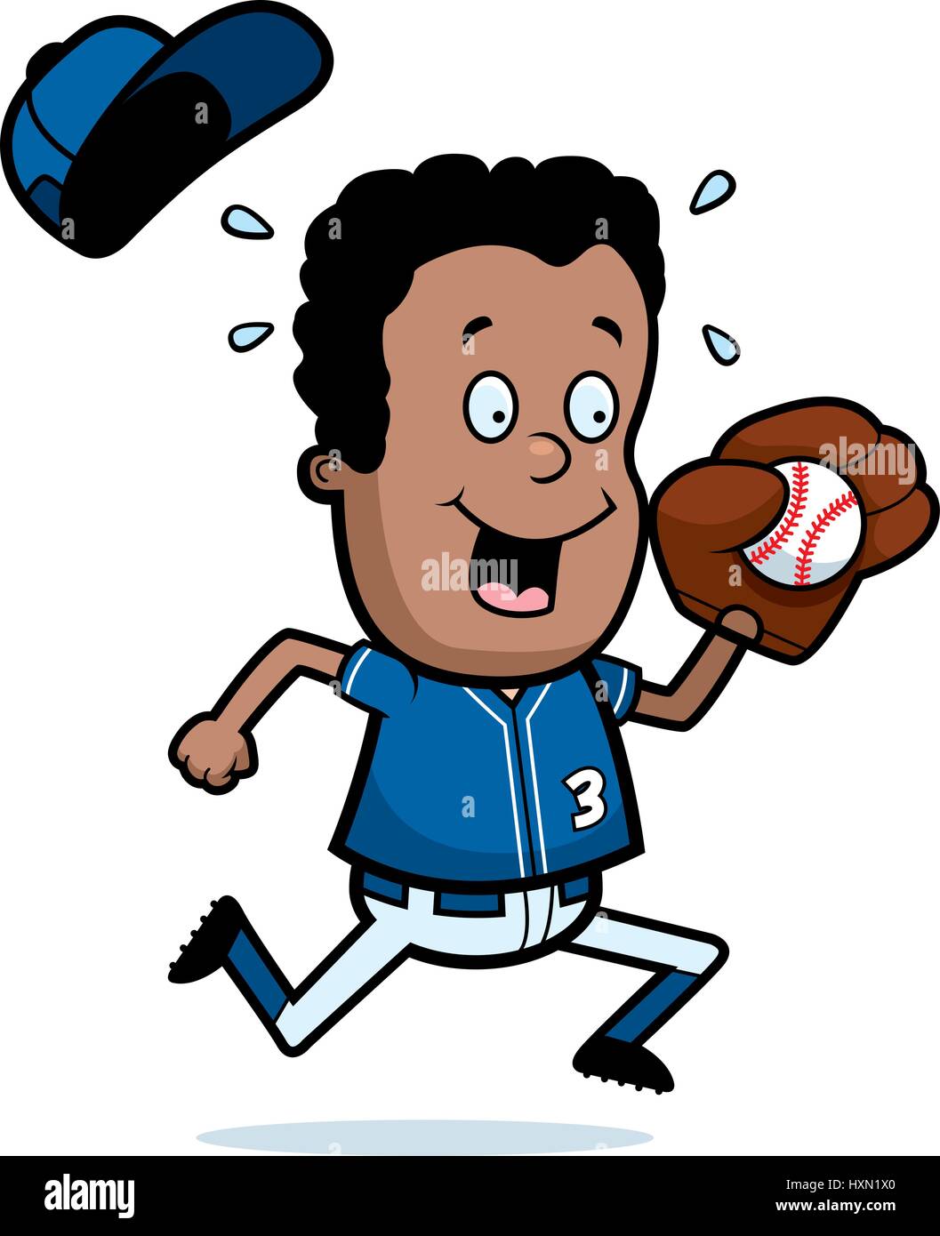 A cartoon illustration of a child playing baseball Stock Vector Image ...