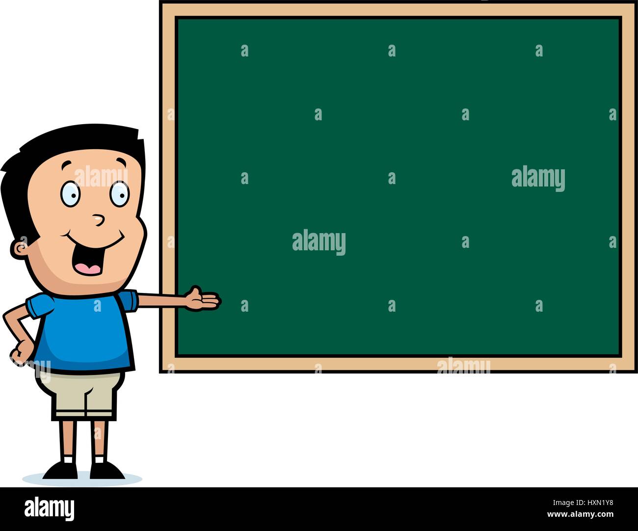 A cartoon illustration of a boy at a chalkboard Stock Vector Image ...