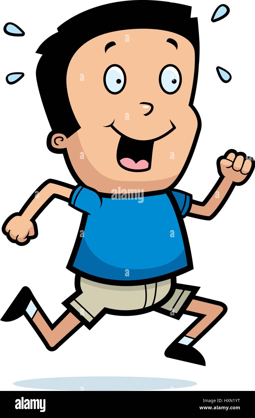 A cartoon illustration of a boy running and smiling Stock Vector Image ...
