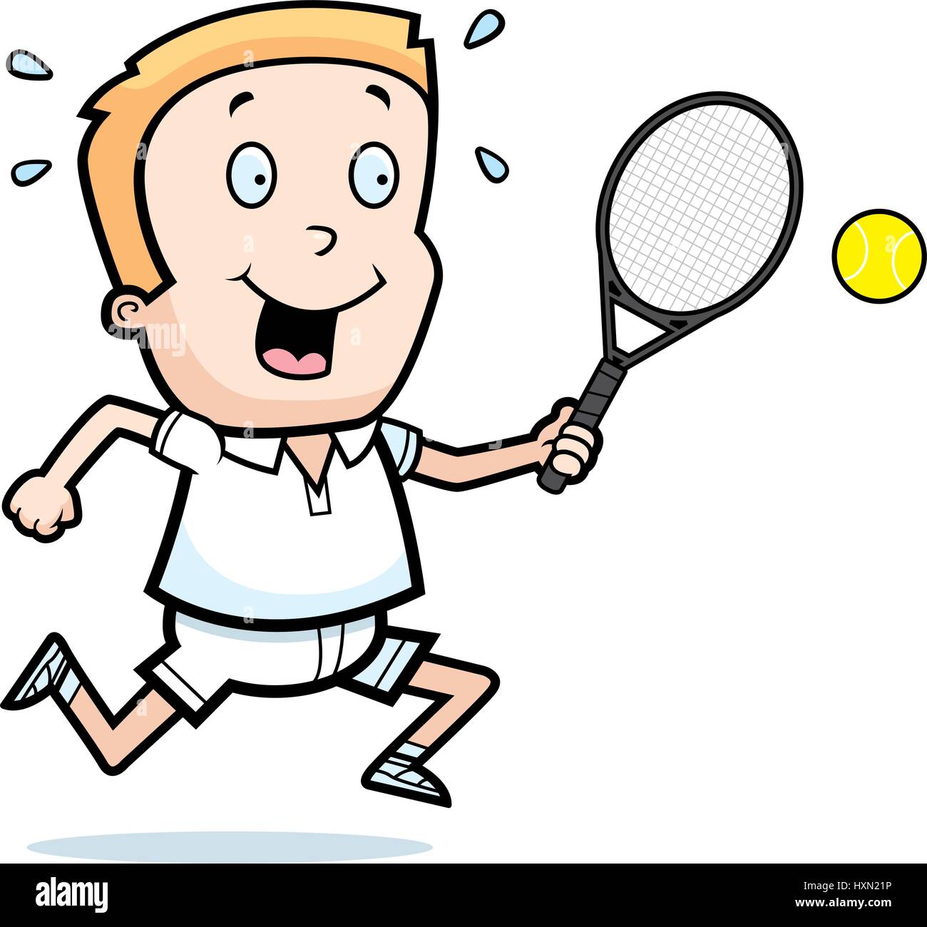 A cartoon illustration of a child playing tennis Stock Vector Image ...