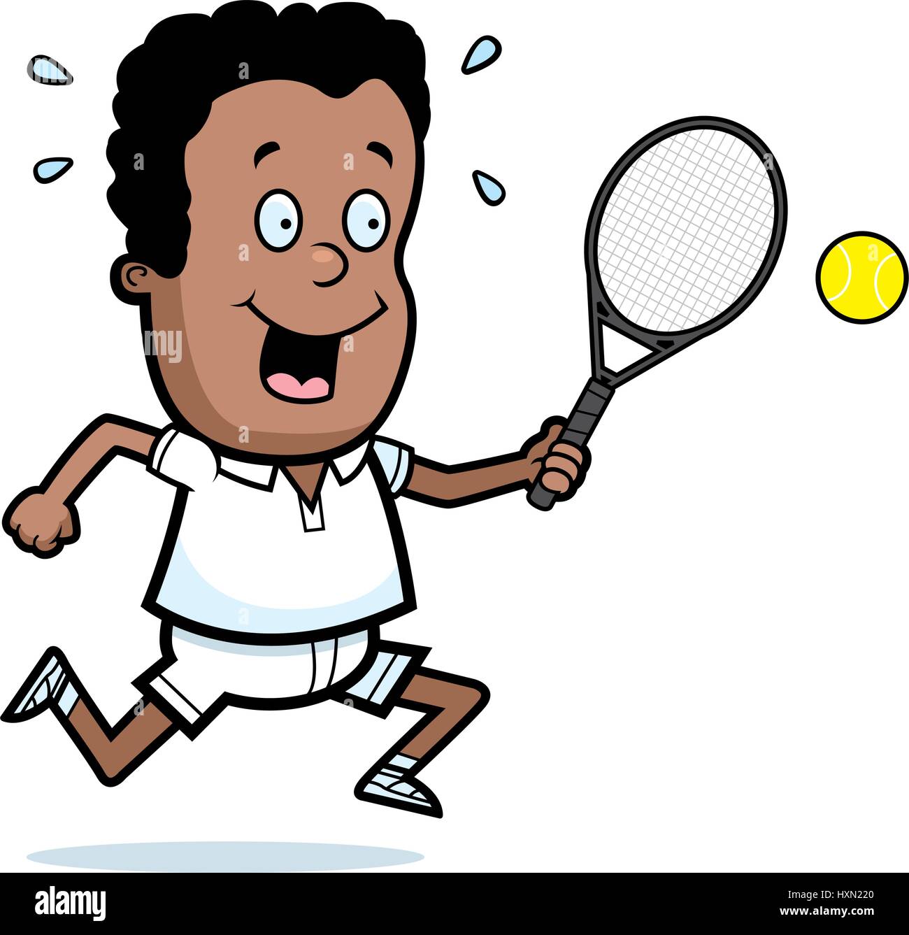 A cartoon illustration of a child playing tennis Stock Vector Image ...