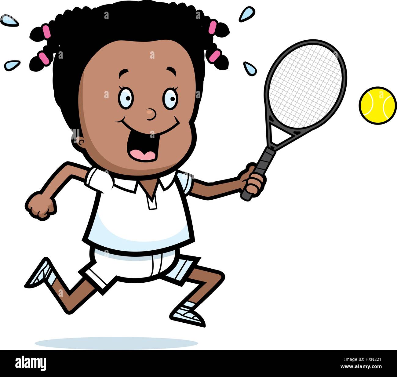 A cartoon illustration of a child playing tennis Stock Vector Image ...
