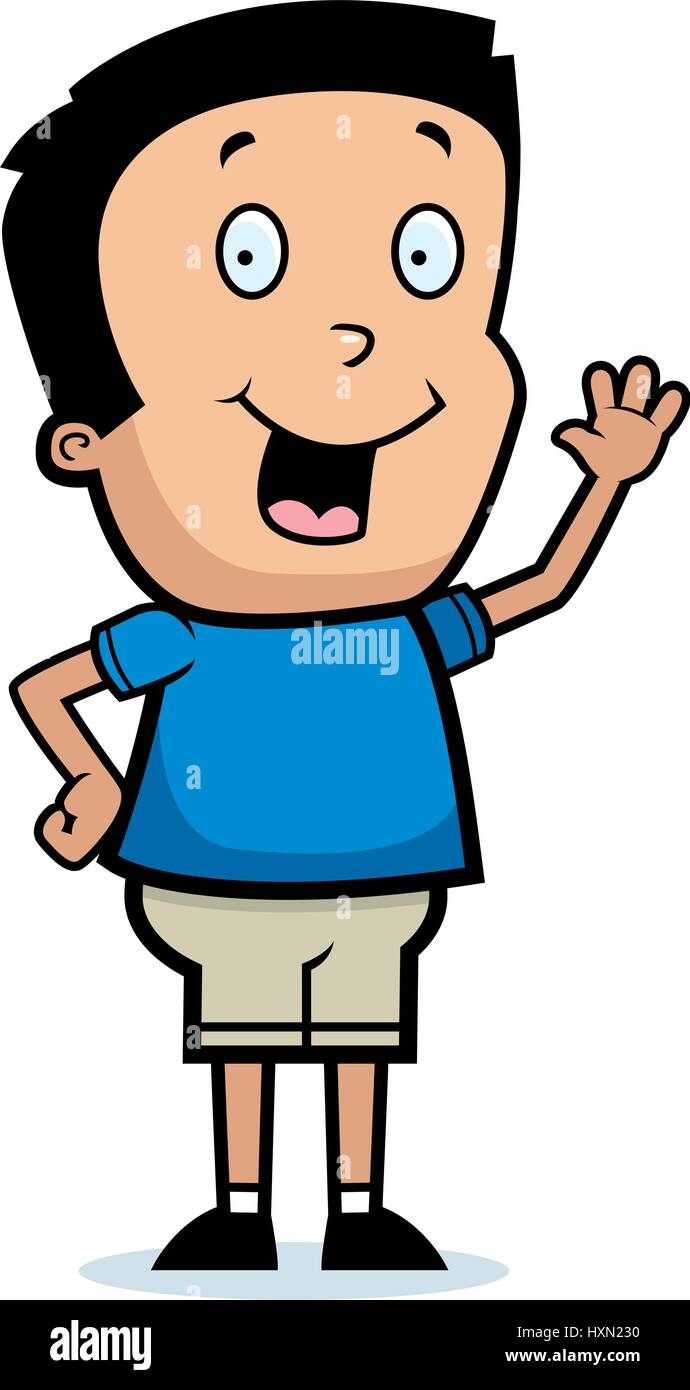 A cartoon illustration of a boy waving and smiling Stock Vector Image ...