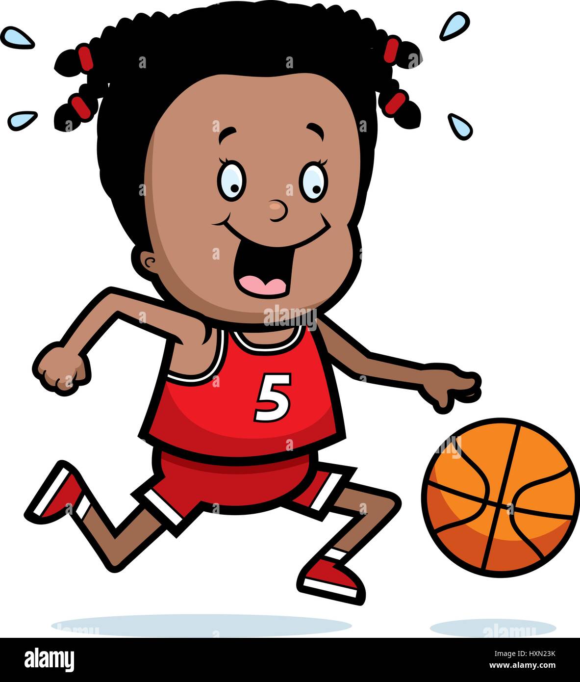 A cartoon illustration of a child playing basketball Stock Vector Image ...