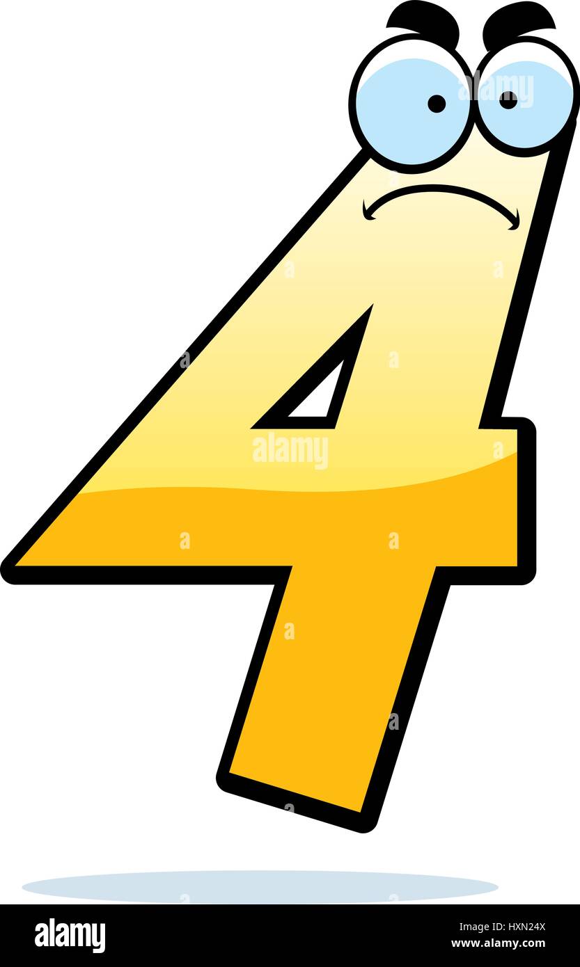 A cartoon illustration of an angry looking number four Stock Vector ...