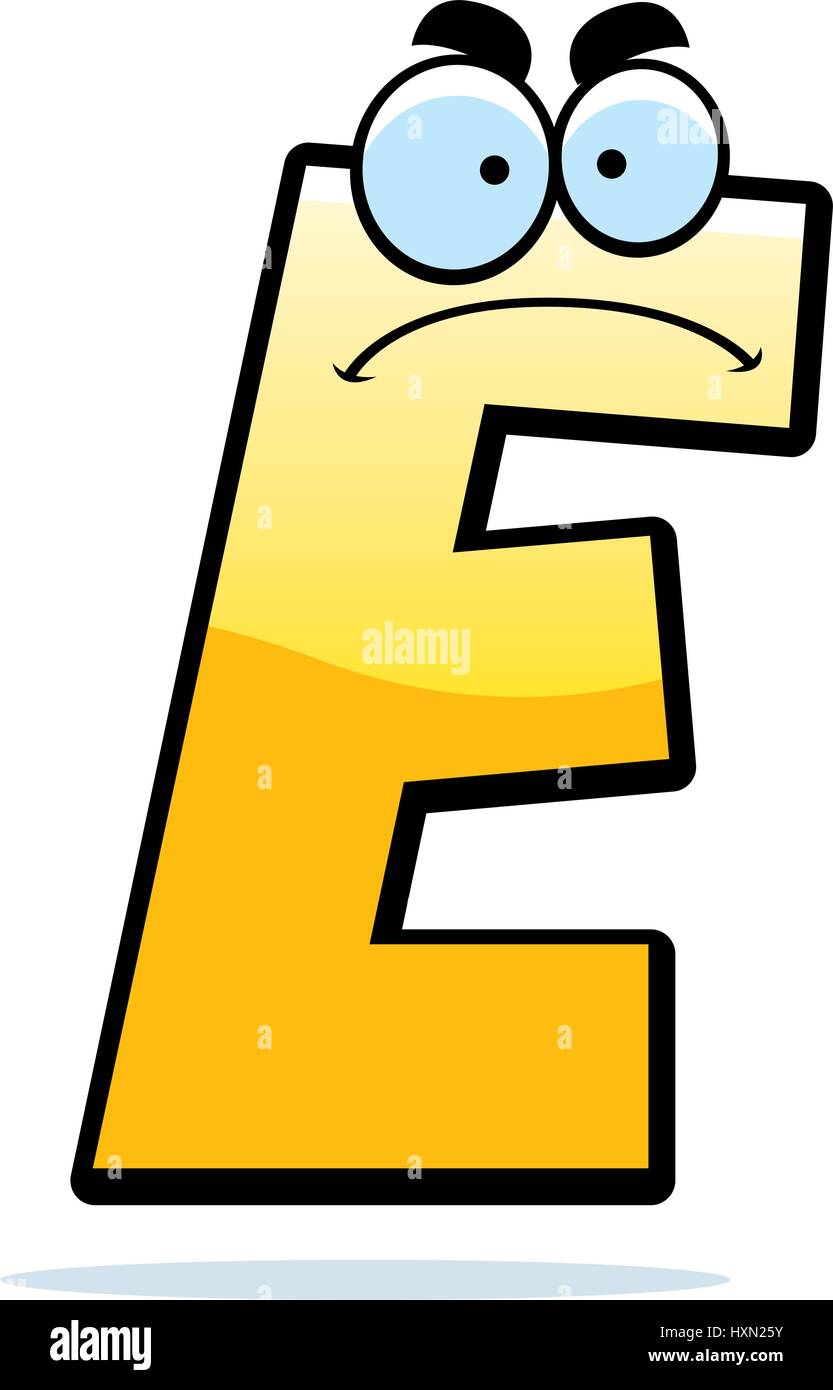 A cartoon illustration of a letter E with an angry expression Stock ...