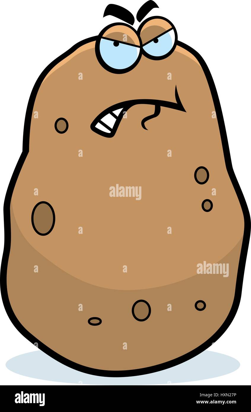 A cartoon illustration of a potato with an angry expression Stock ...