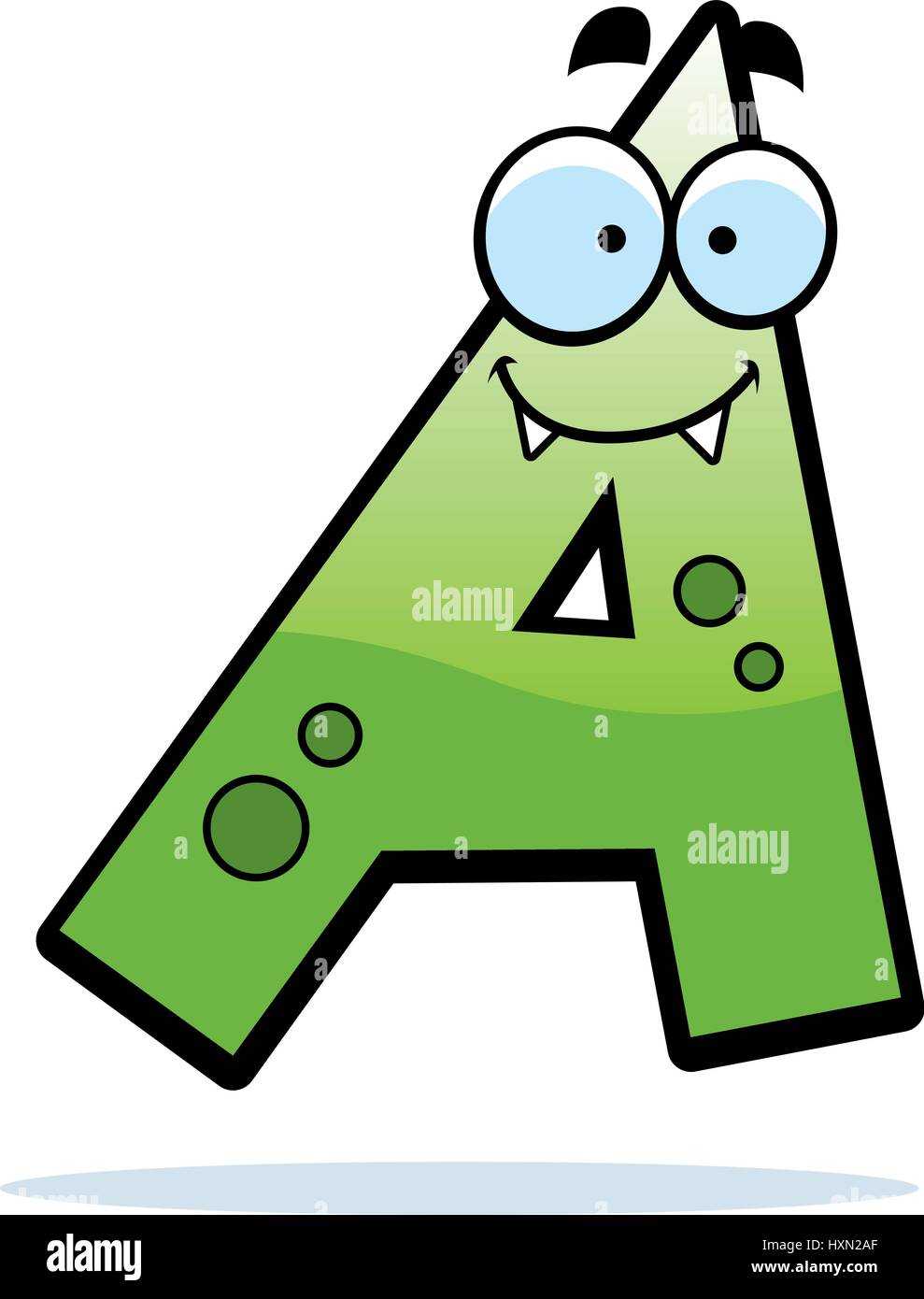 A cartoon illustration of a letter A monster smiling and happy Stock ...