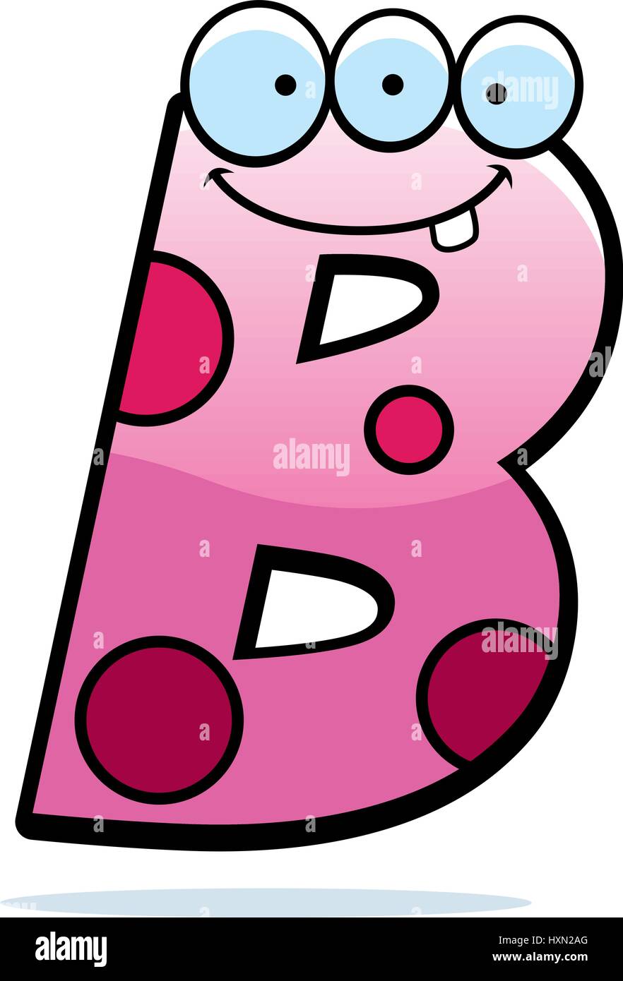 A cartoon illustration of a letter B monster smiling and happy Stock ...