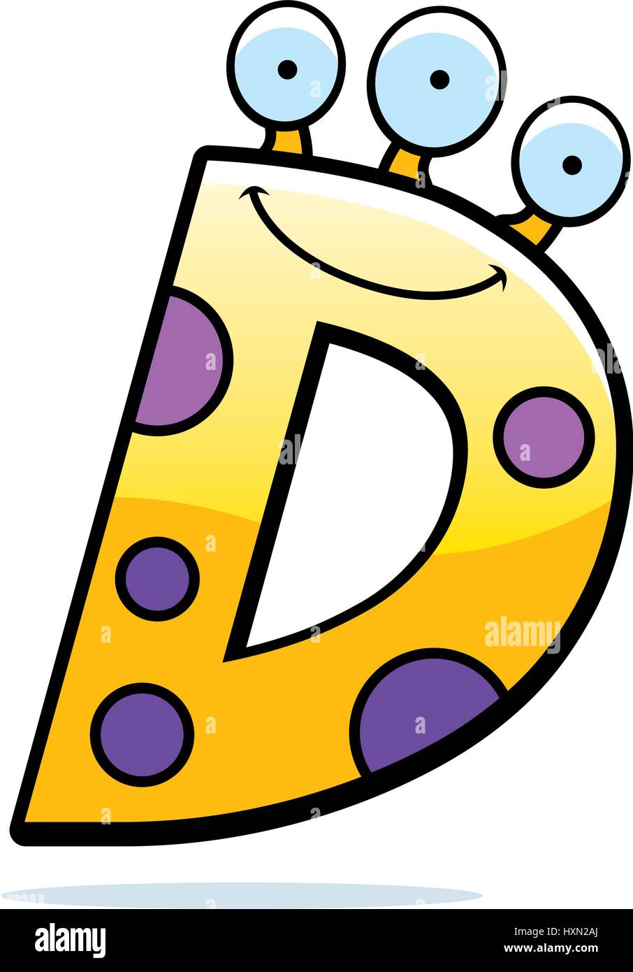 A cartoon illustration of a letter D monster smiling and happy Stock ...