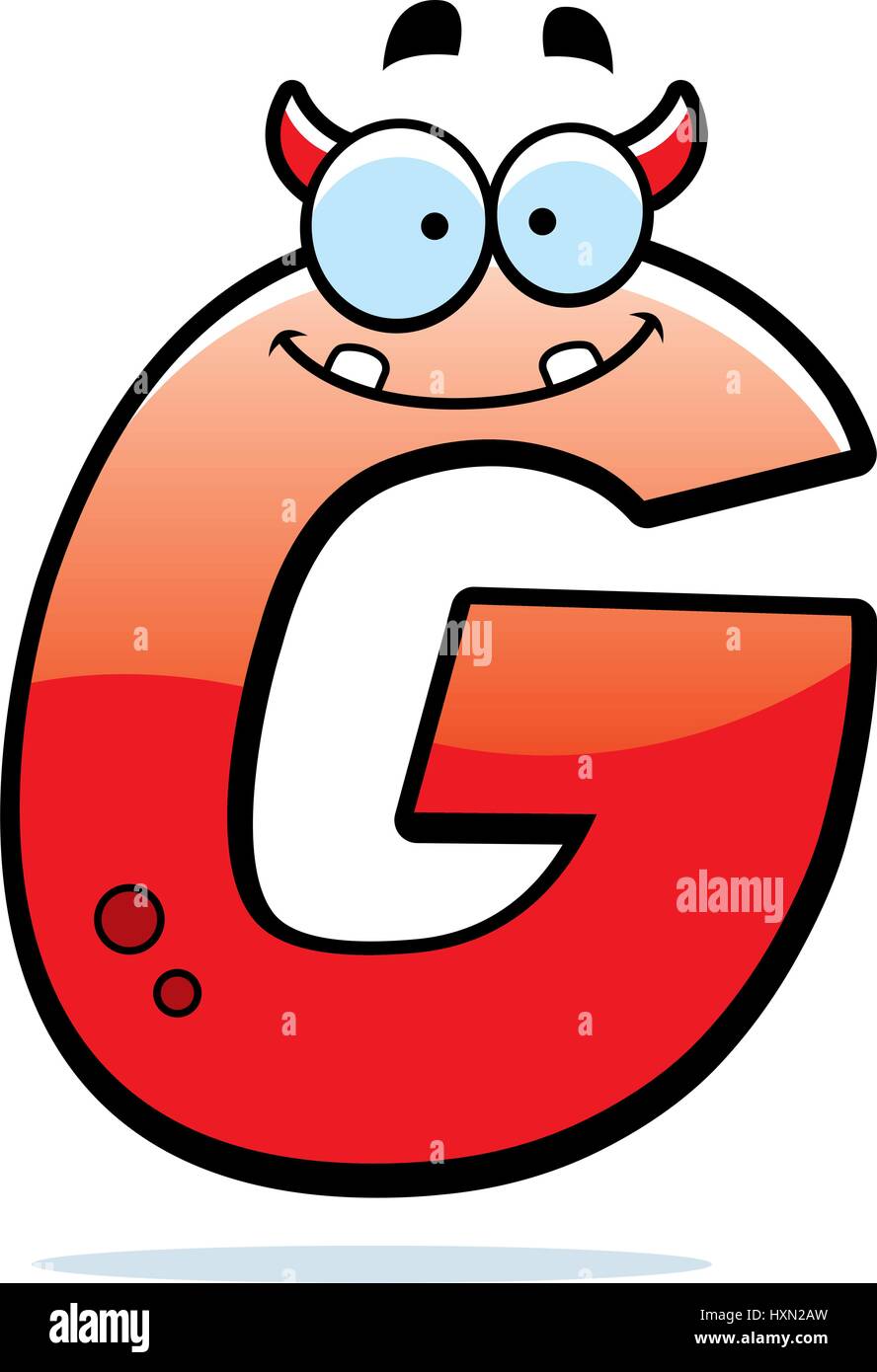 A cartoon illustration of a letter G monster smiling and happy Stock ...