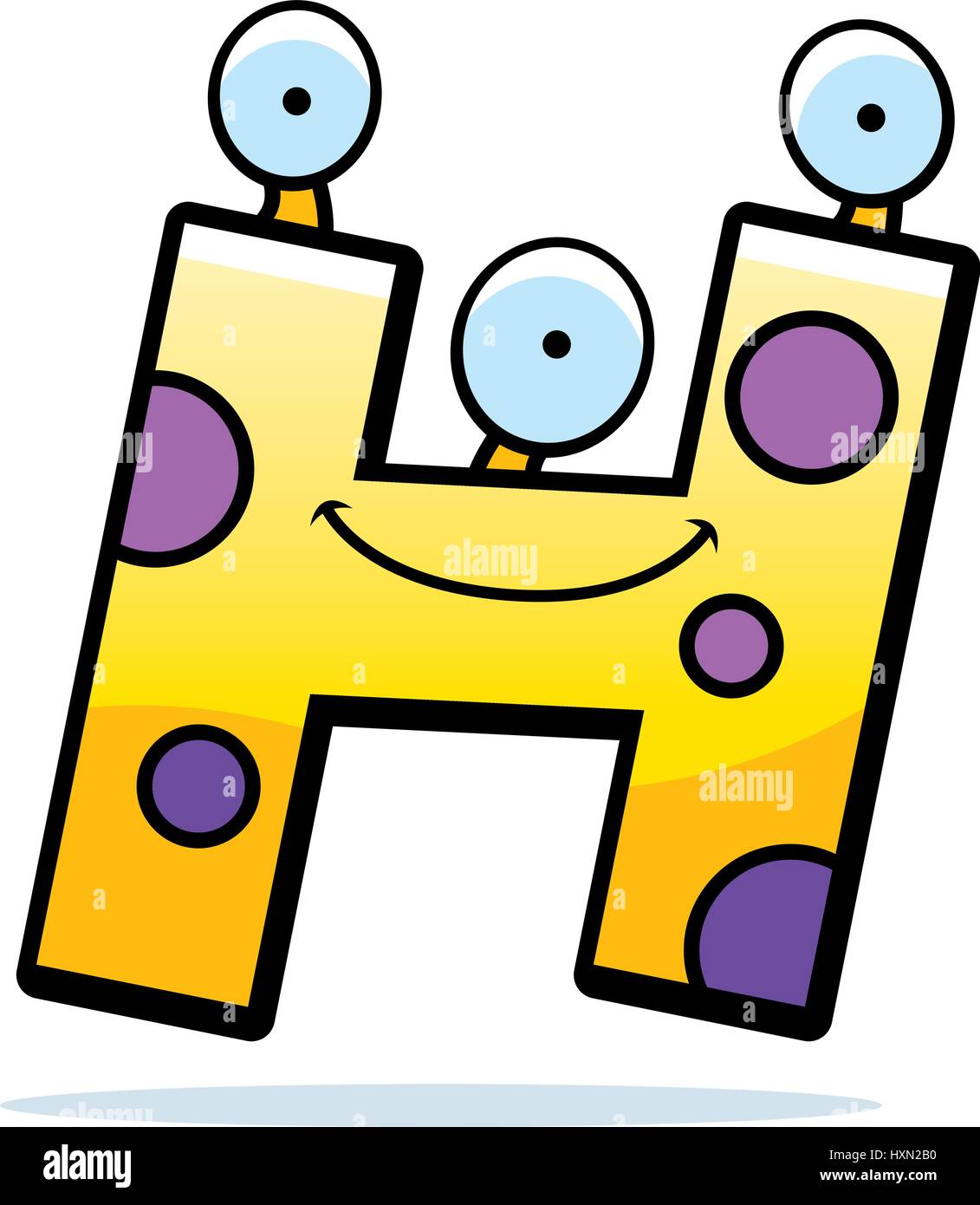 A cartoon illustration of a letter H monster smiling and happy Stock ...