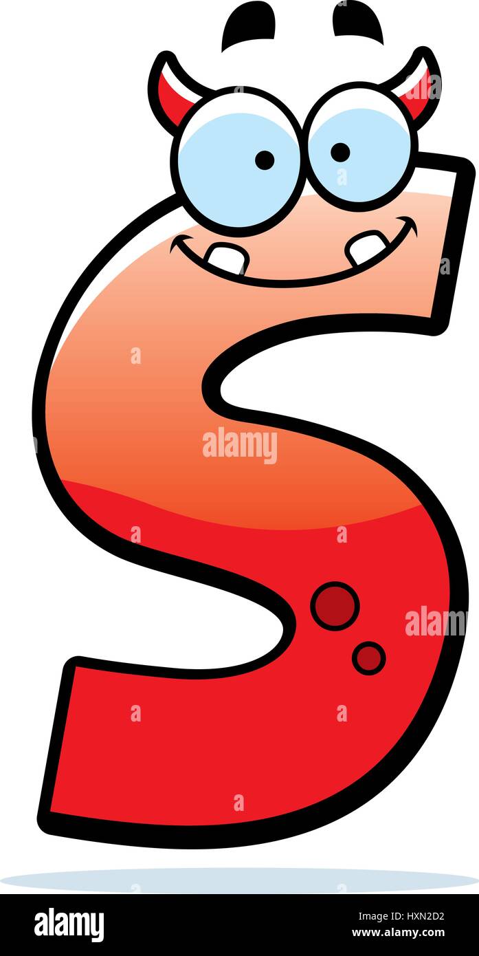 A cartoon illustration of a letter S monster smiling and happy Stock ...