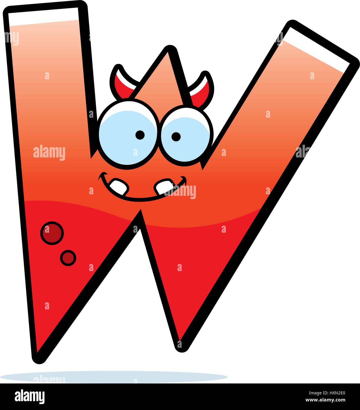 A cartoon illustration of a letter W monster smiling and happy Stock ...
