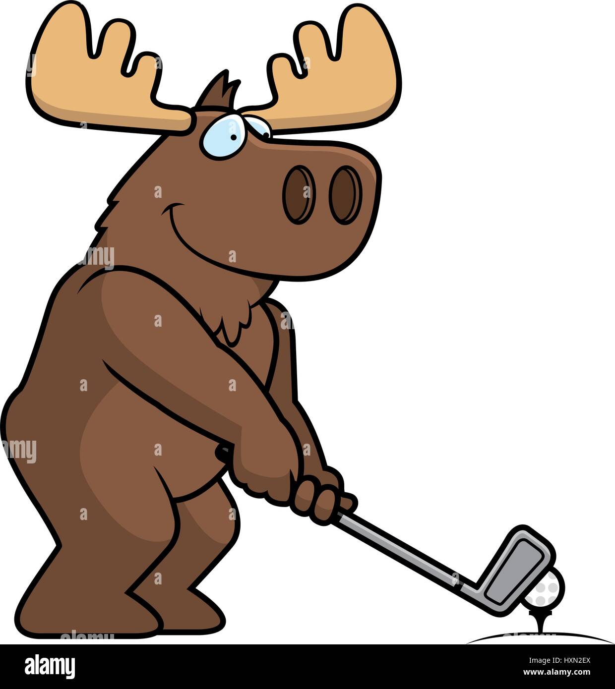 A cartoon illustration of a moose playing golf Stock Vector Image & Art ...