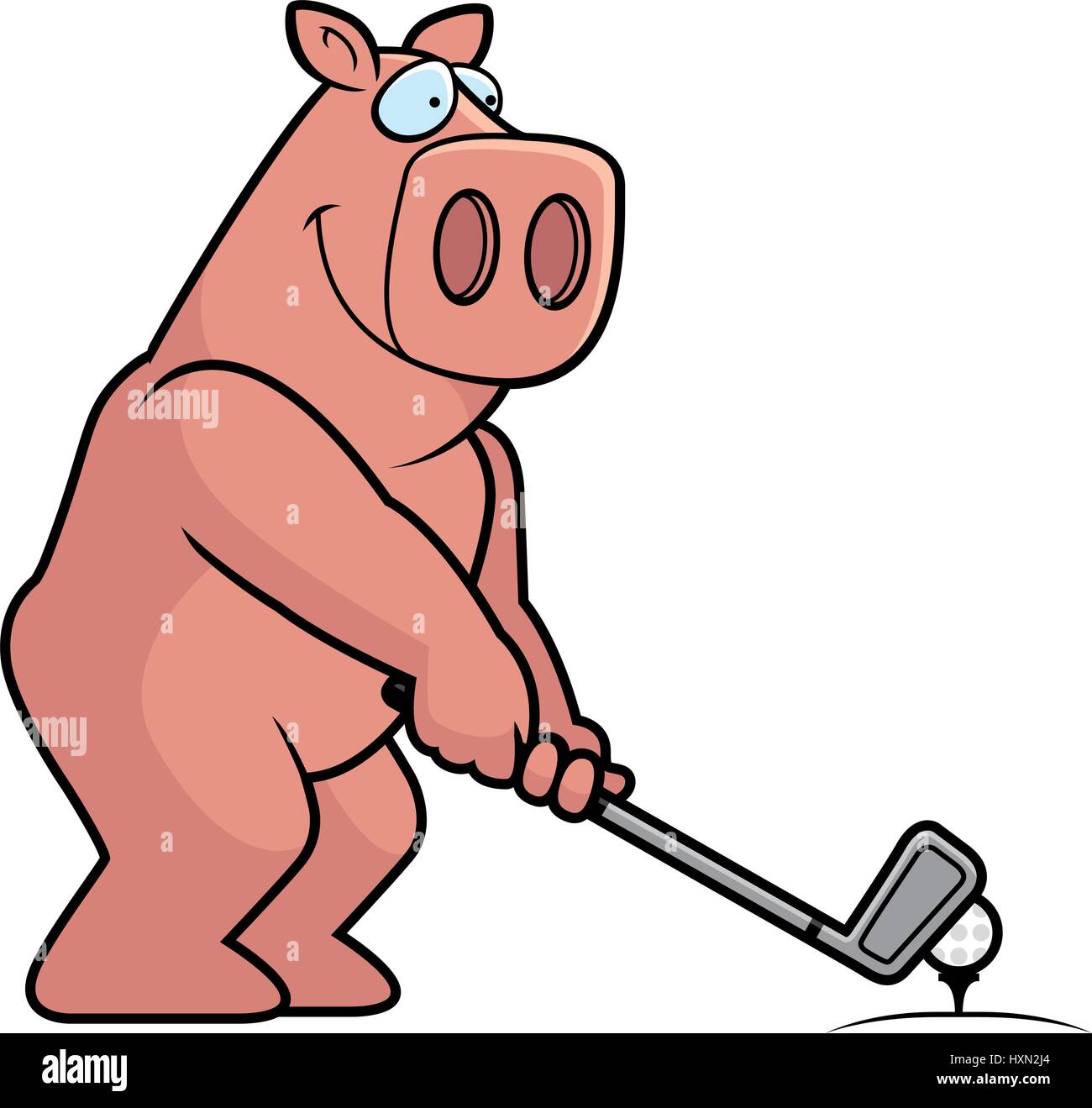 A cartoon illustration of a pig playing golf Stock Vector Image & Art ...