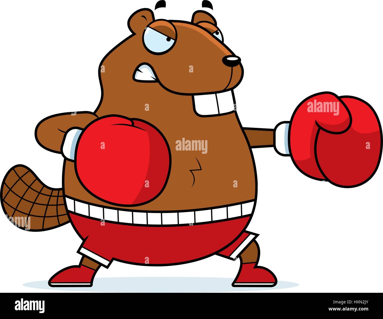 A cartoon illustration of a beaver punching with boxing gloves Stock ...
