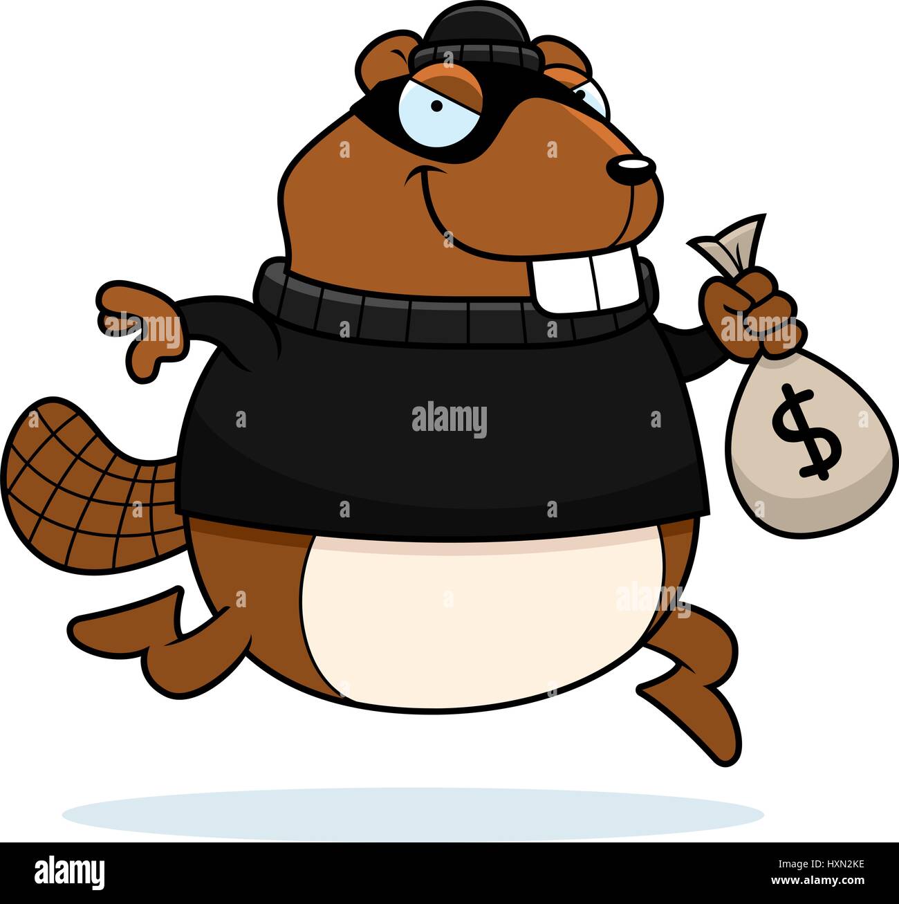 A cartoon illustration of a beaver burglar stealing money Stock Vector ...