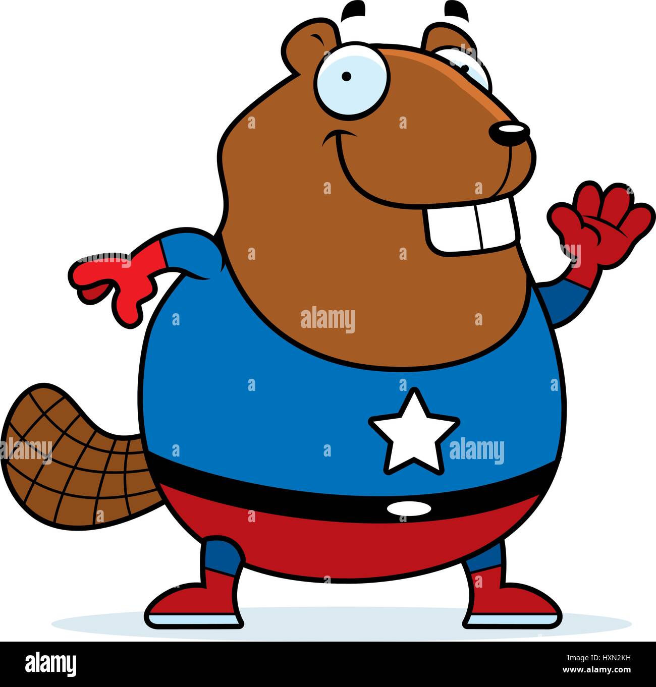 A cartoon illustration of a beaver in a superhero costume Stock Vector ...