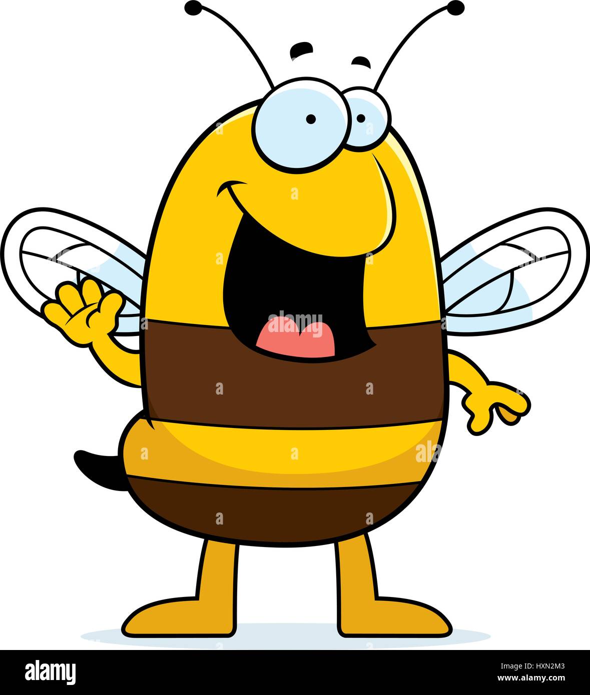 A cartoon illustration of a bee smiling and waving Stock Vector Image ...