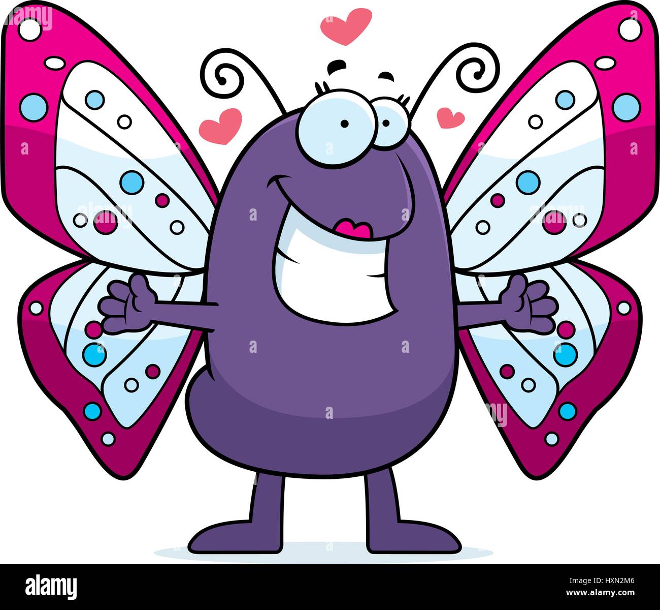 A cartoon illustration of a butterfly ready to give a hug Stock Vector ...