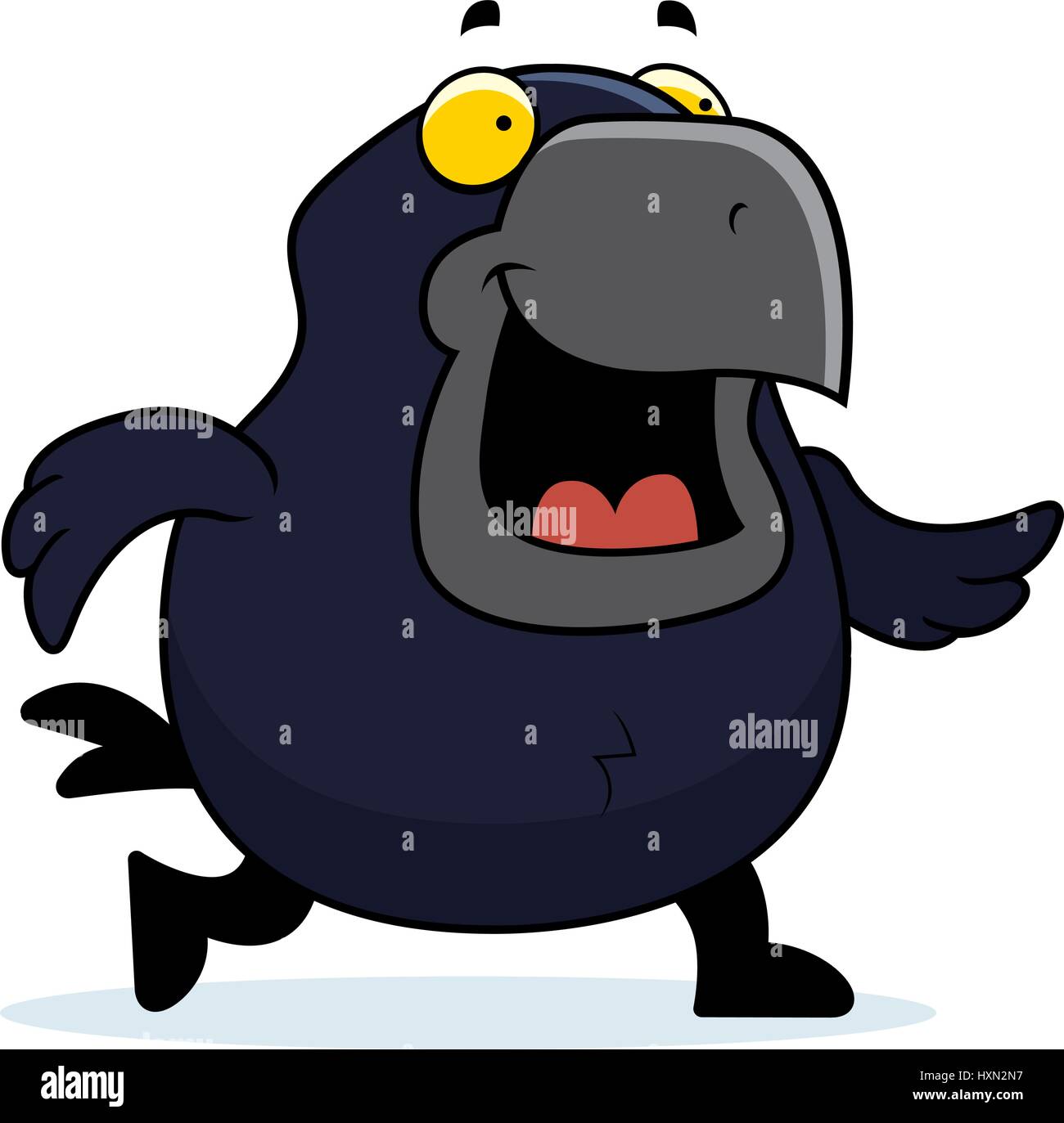 A cartoon illustration of a crow walking and smiling Stock Vector Image ...