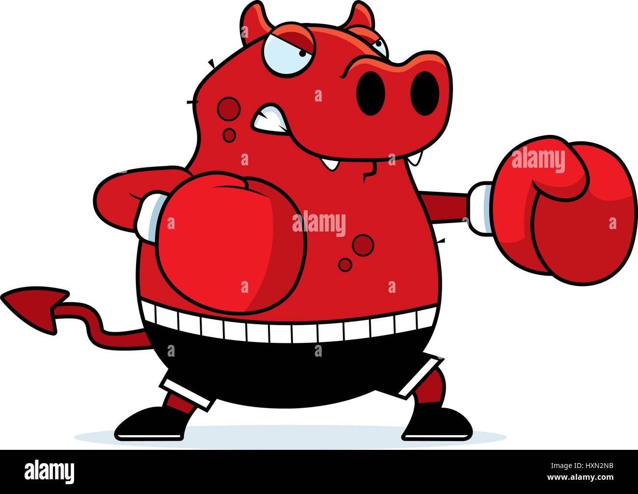 A cartoon illustration of a devil punching with boxing gloves Stock ...
