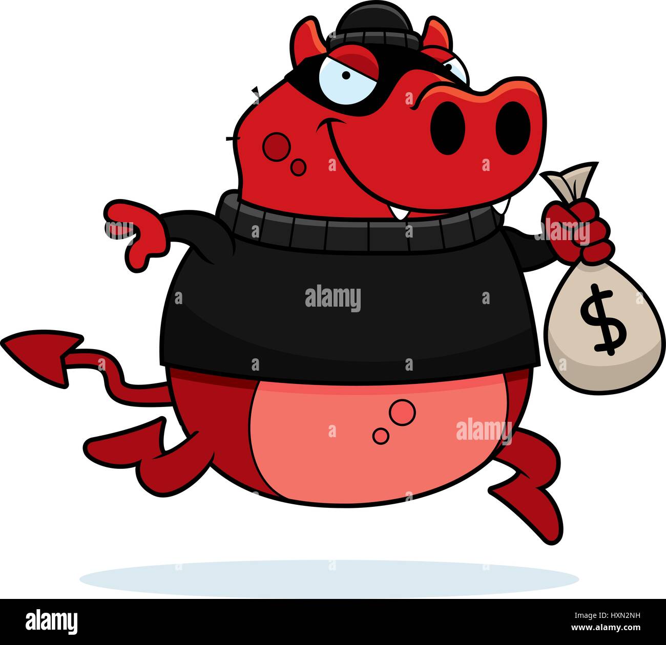 A cartoon illustration of a devil burglar stealing money Stock Vector ...