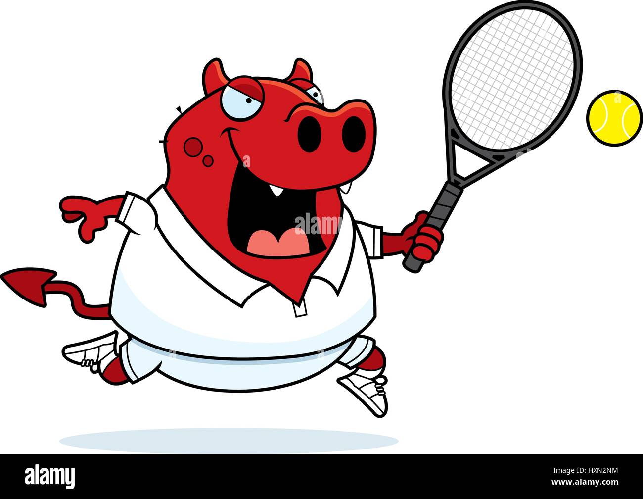 A cartoon illustration of a devil playing tennis Stock Vector Image ...