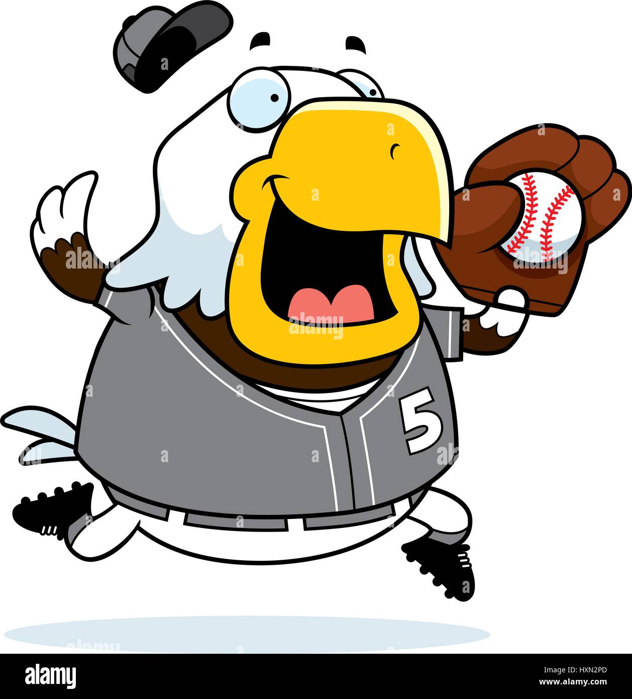 A cartoon illustration of a bald eagle playing baseball Stock Vector ...