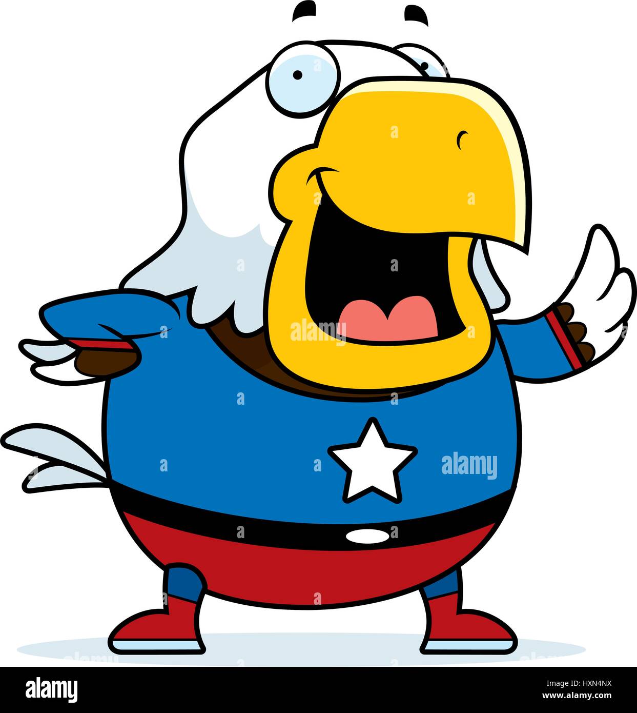 A cartoon illustration of an eagle superhero waving Stock Vector Image ...