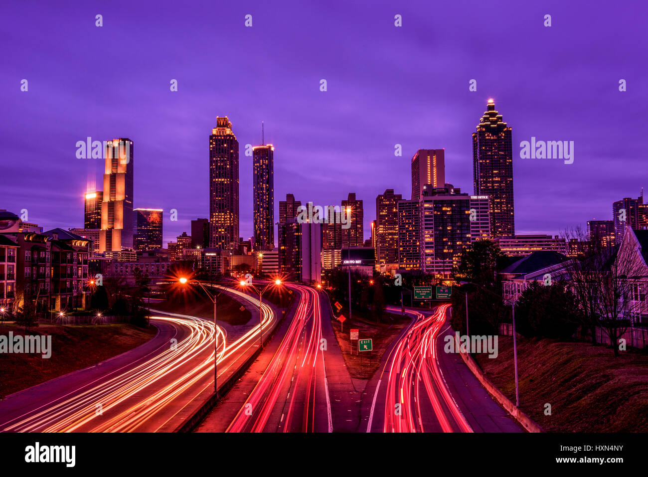 A vew of the atlanta skyline from the jackson street bridge Stock Photo ...