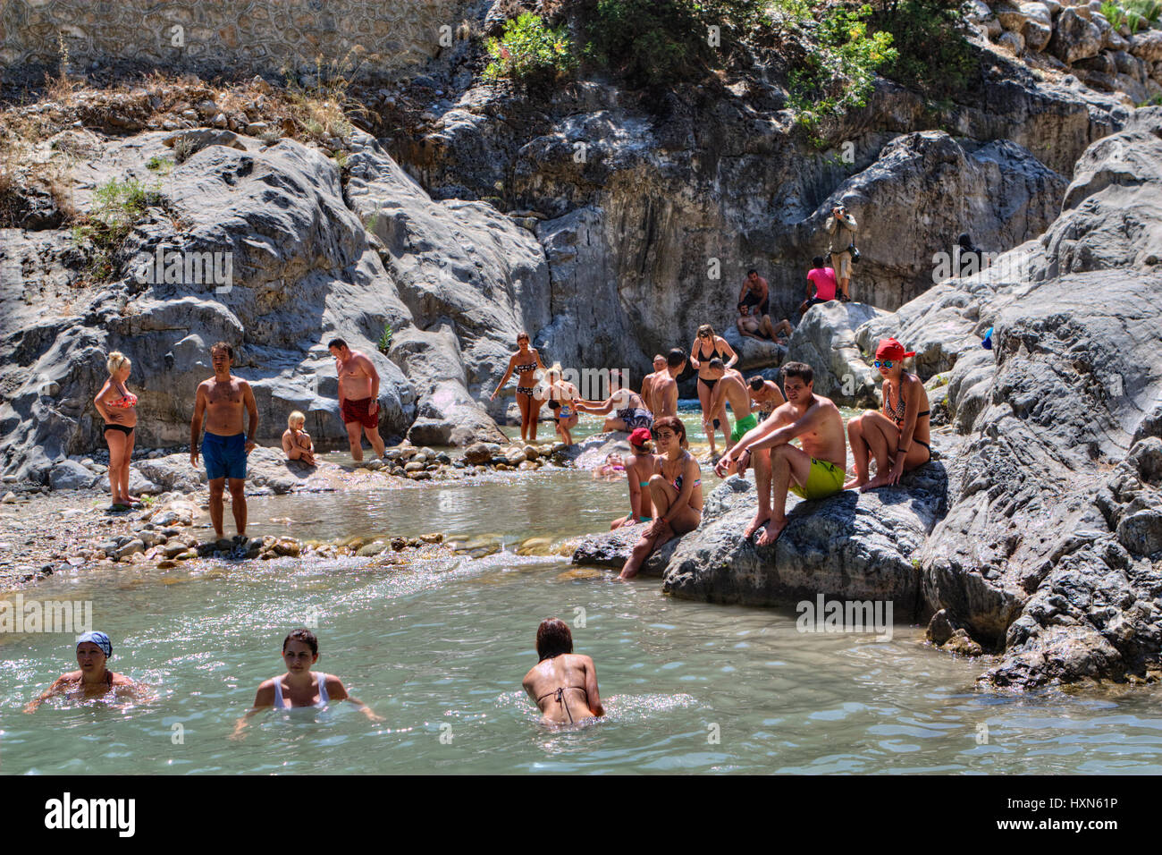 Kemer, Antalya, Turkey - august 26, 2014: A lot of people bathing in a ...