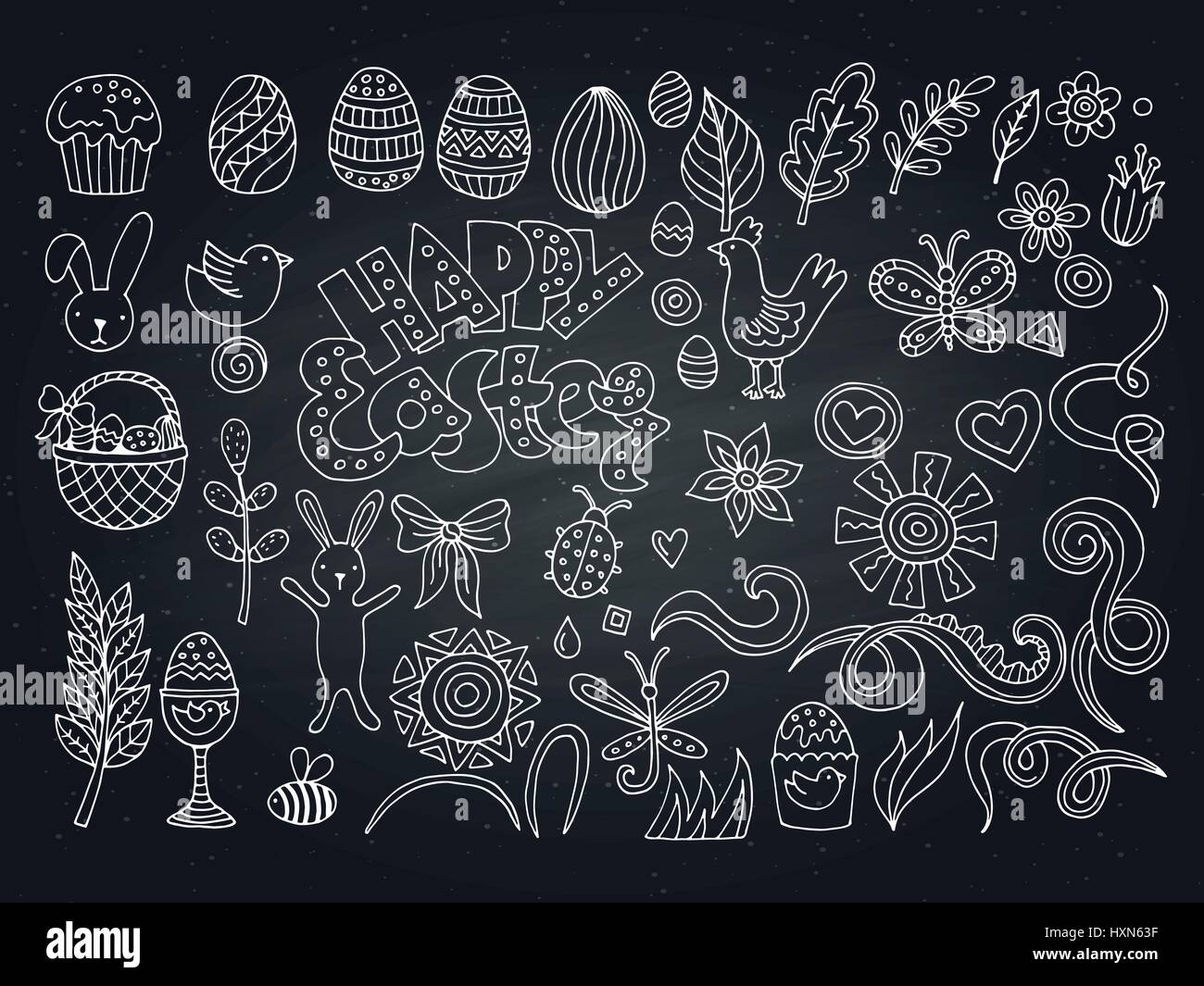 Easter hand drawn vector symbols and objects Stock Vector Image & Art ...