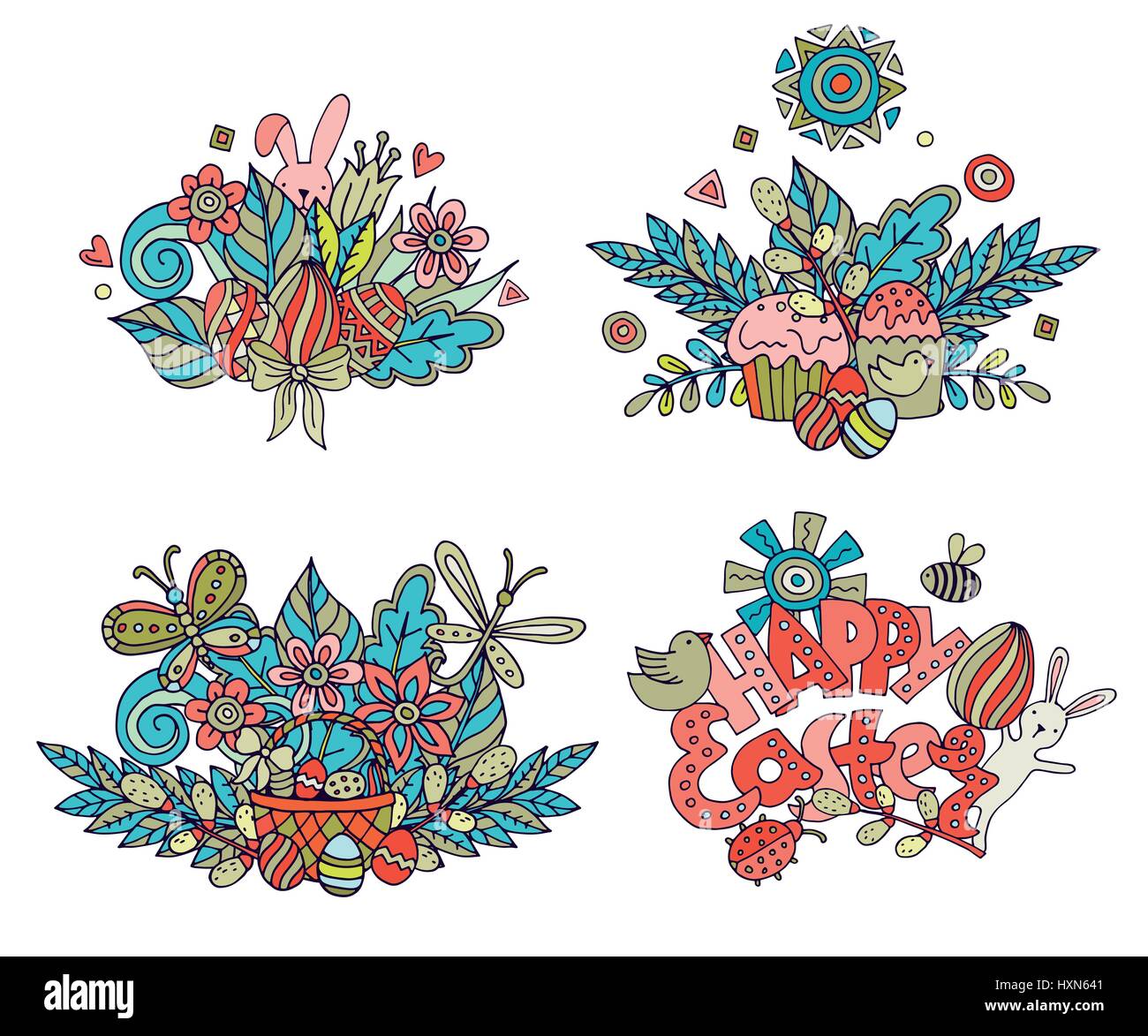 Easter hand drawn vector symbols and objects Stock Vector Image & Art ...