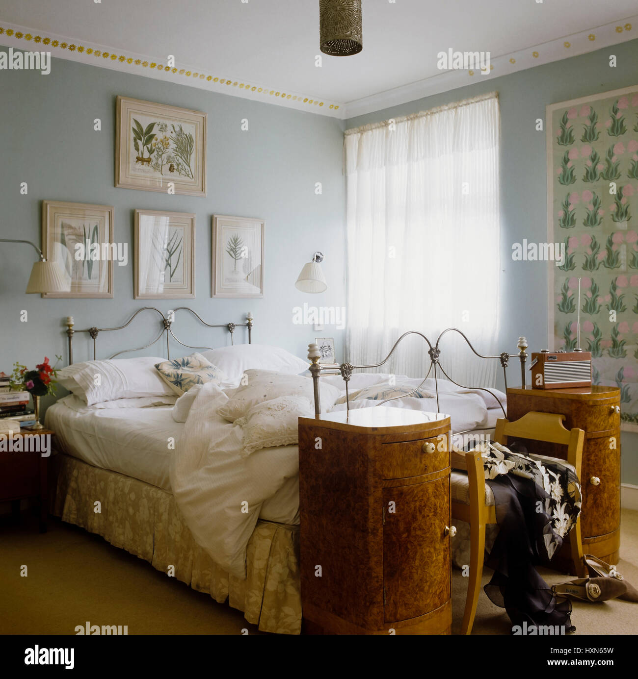 Pastel country style bedroom Stock Photo - Alamy