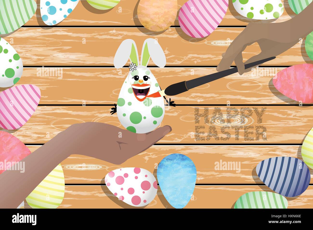 Easter beautiful illustration. Easter egg - rabbit to paint lips ...