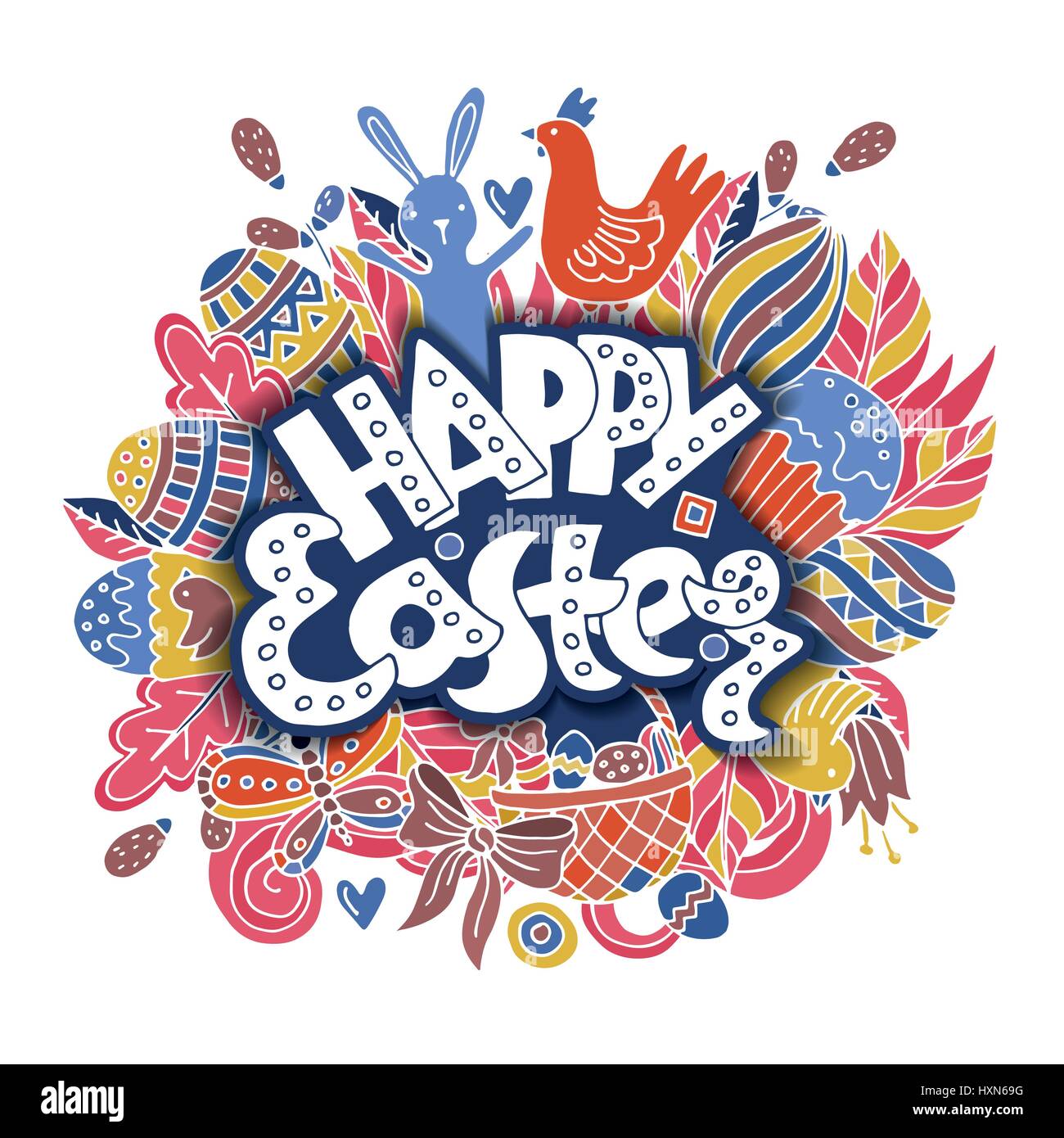 Cartoon vector hand drawn Doodle Happy Easter illustration Stock Vector ...