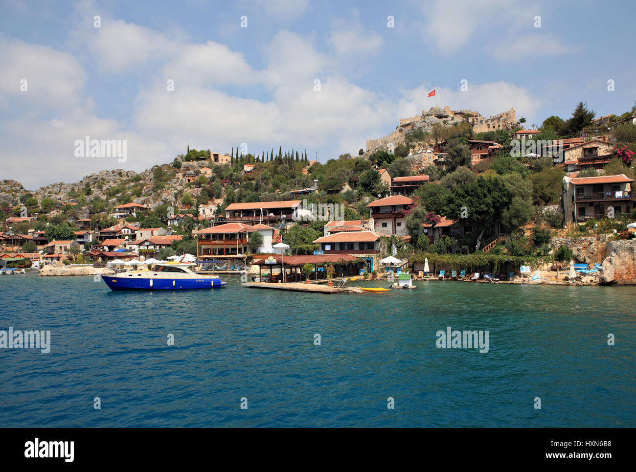 Antalya, Turkey - August 28, 2014: Simena village on the Turkish island ...
