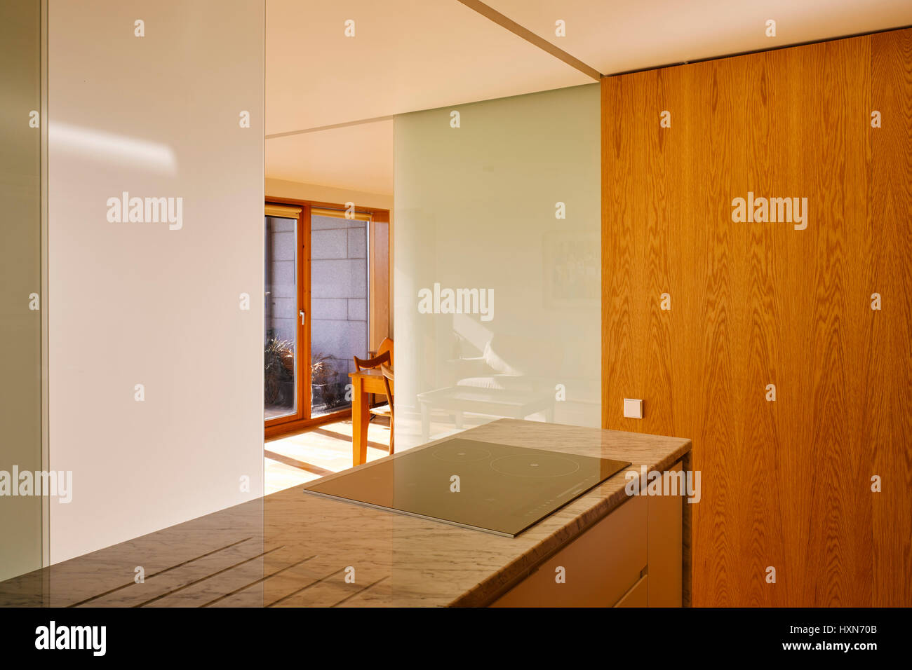 Interior view of kitchen showing sliding screens position #1. Apartment ...