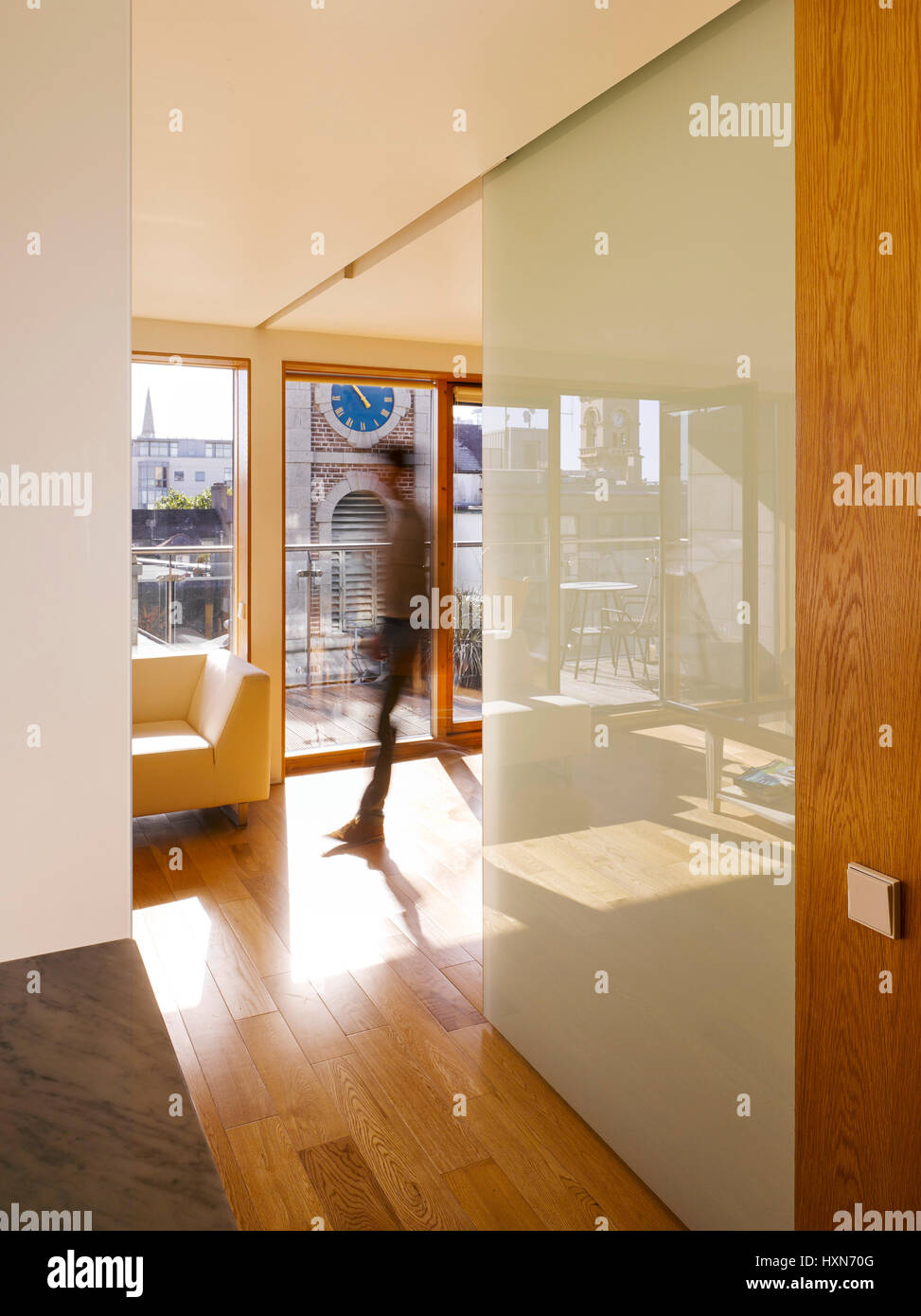 Interior view of corridor showing figure and sliding door position #1 ...