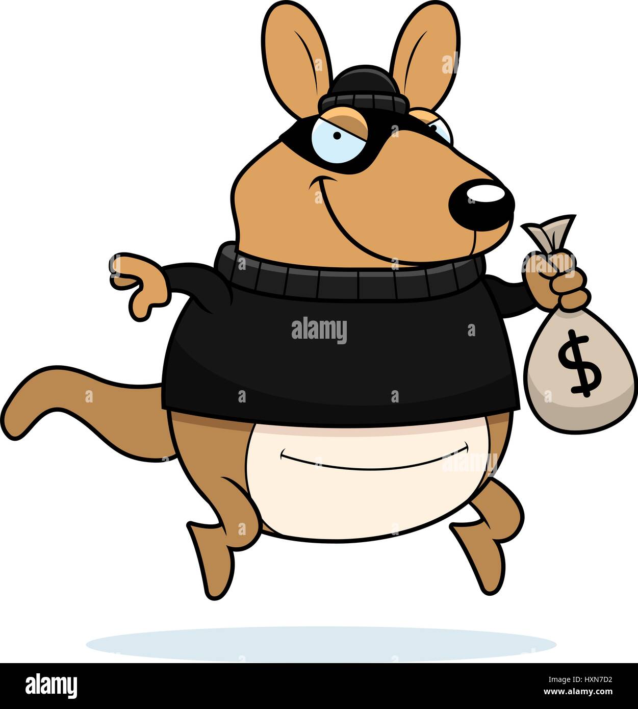 A cartoon illustration of a wallaby burglar stealing money Stock Vector ...