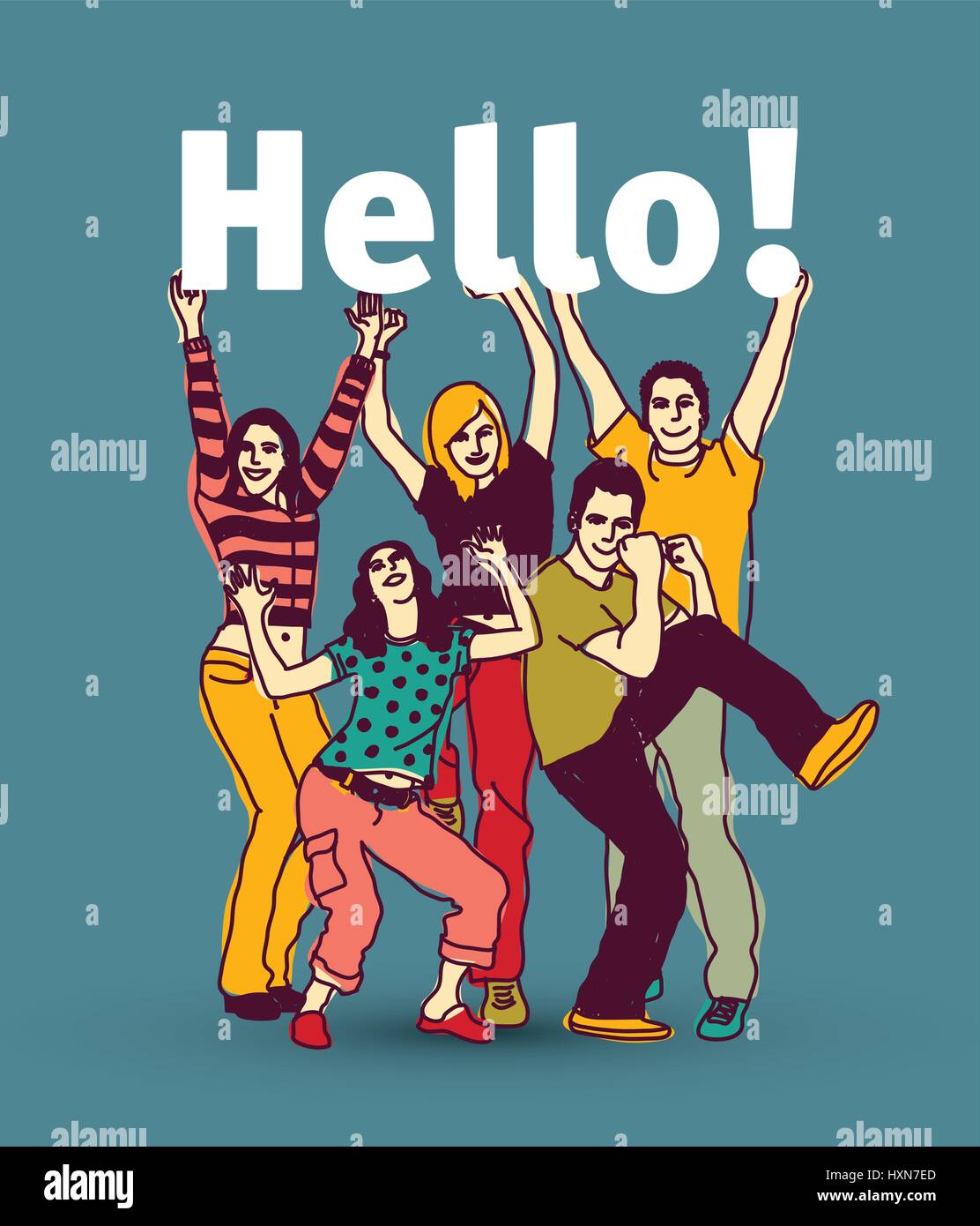 Hello sign team group business people Stock Vector Image & Art - Alamy