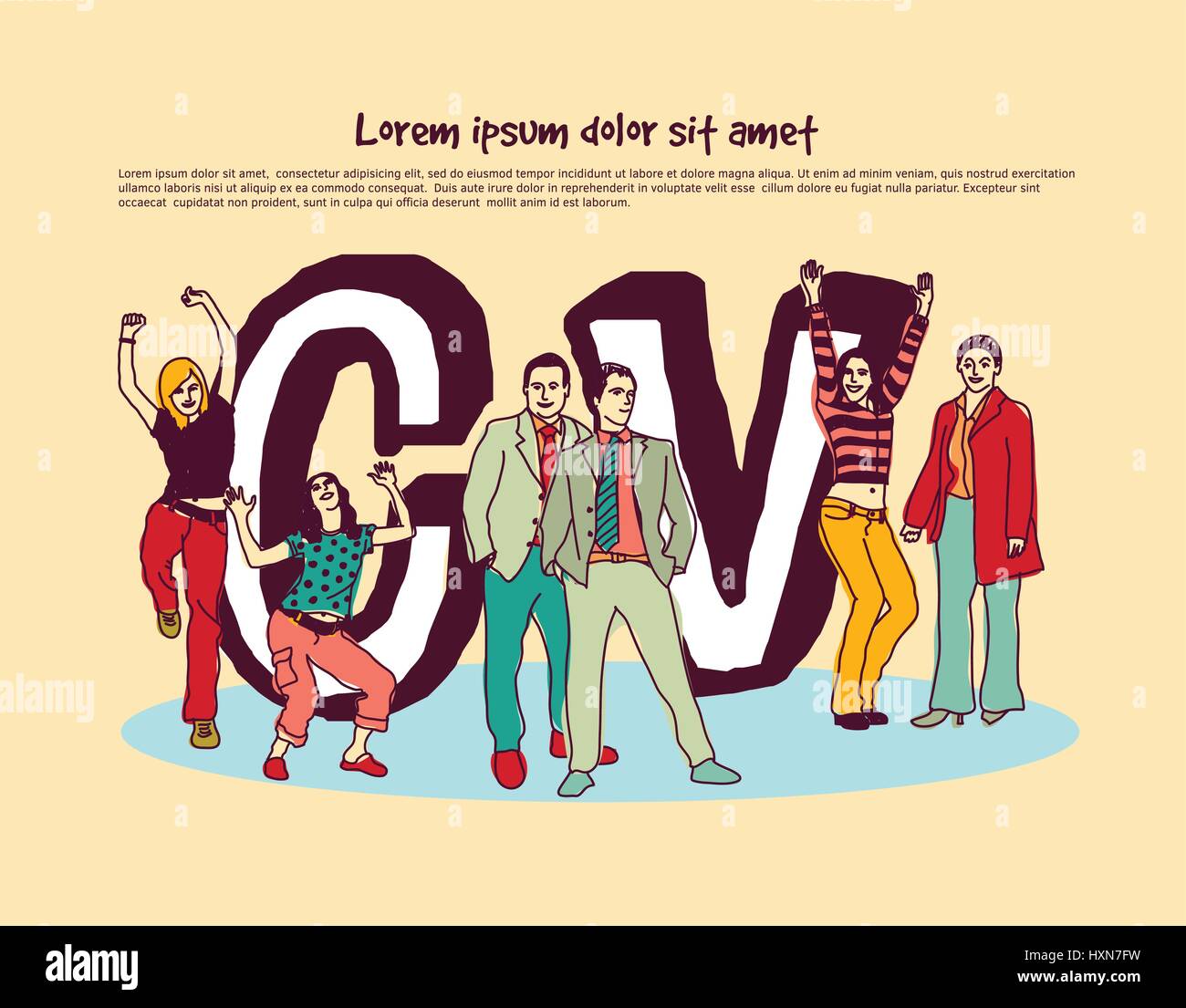 Resume cv group people color headline and sign Stock Vector Image & Art ...