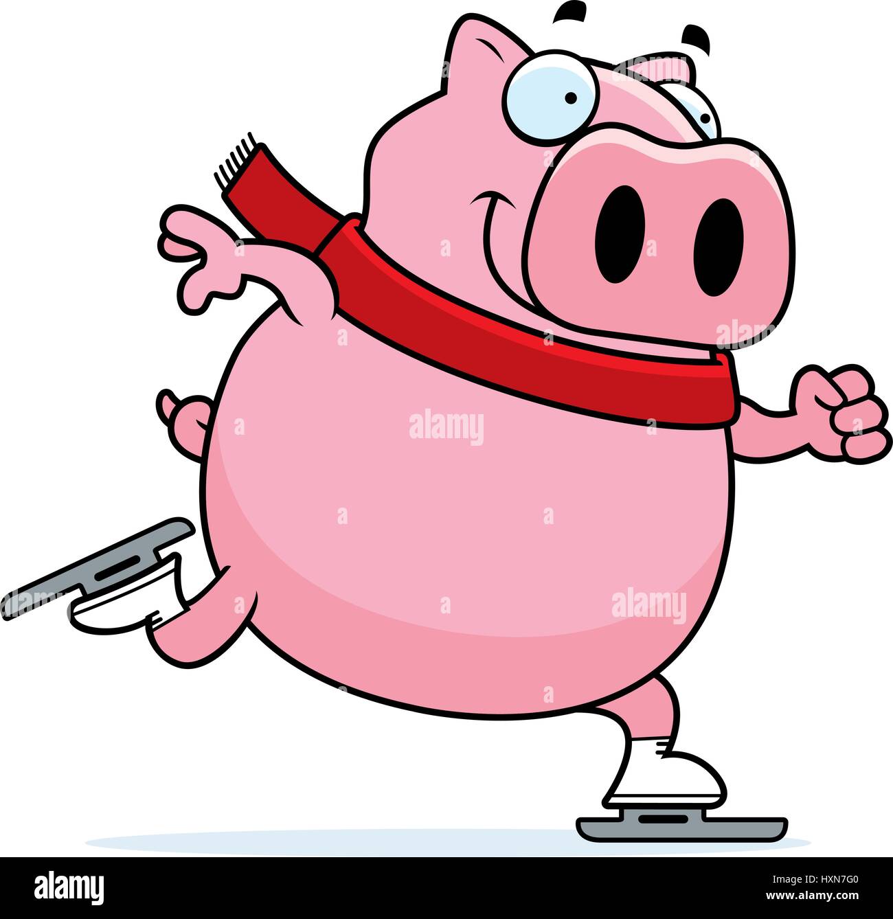 A cartoon illustration of a pig ice skating Stock Vector Image & Art ...