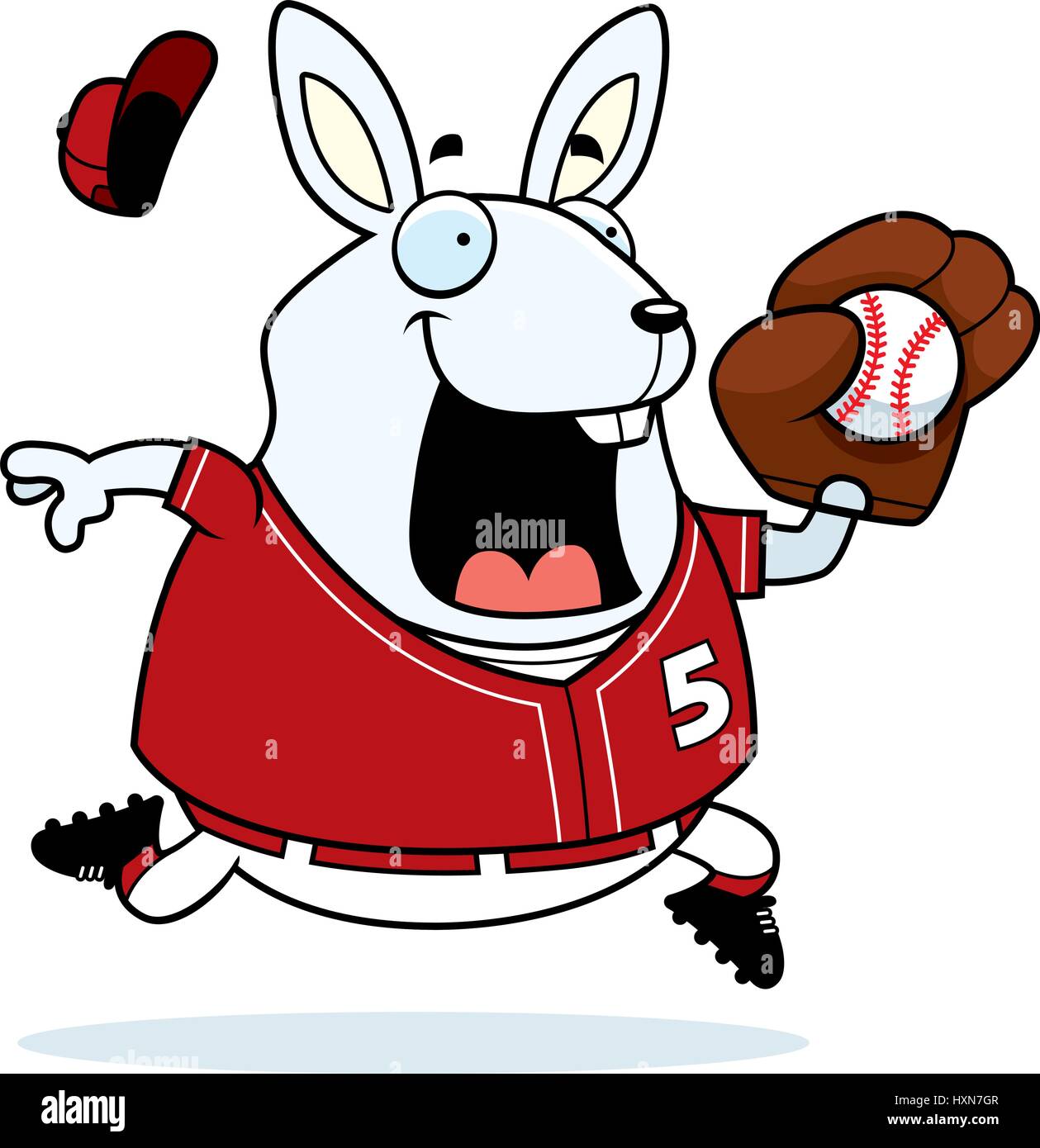 A cartoon illustration of a rabbit playing baseball Stock Vector Image ...