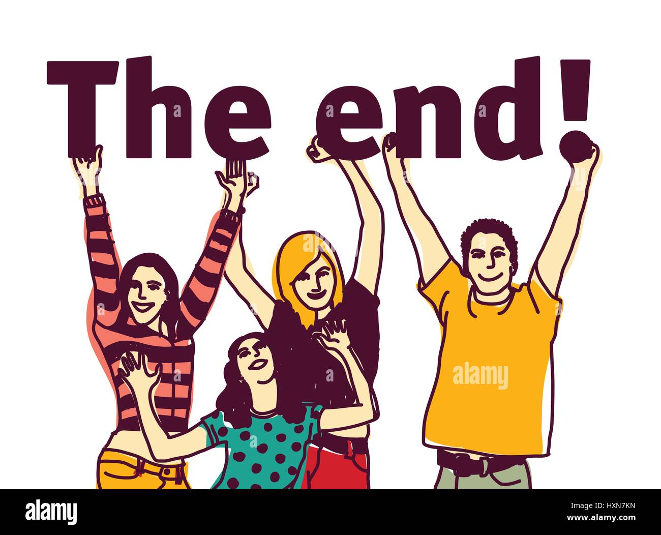 Young group people isolated and sign the end Stock Vector Image & Art ...