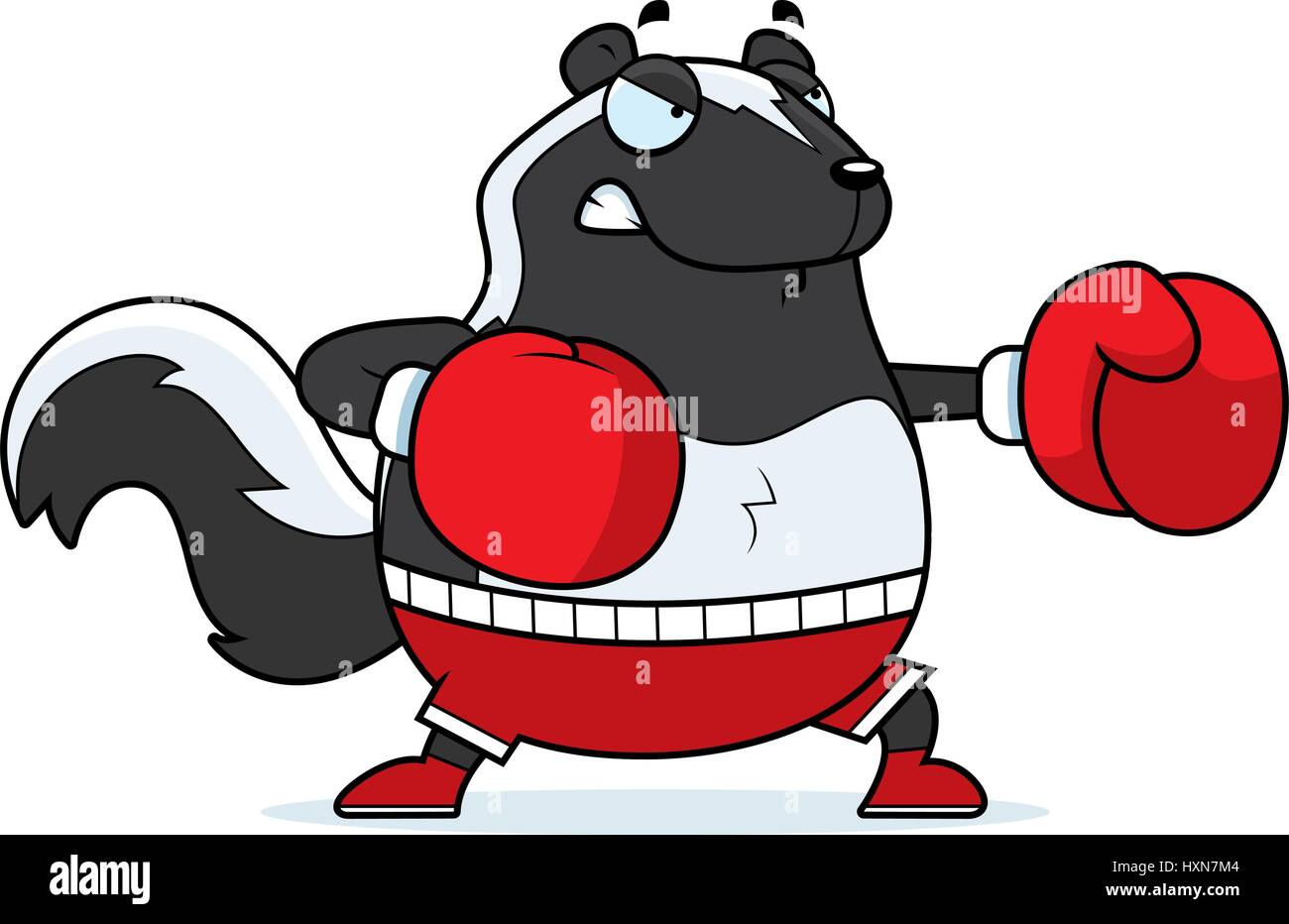 A cartoon illustration of a skunk punching with boxing gloves Stock ...